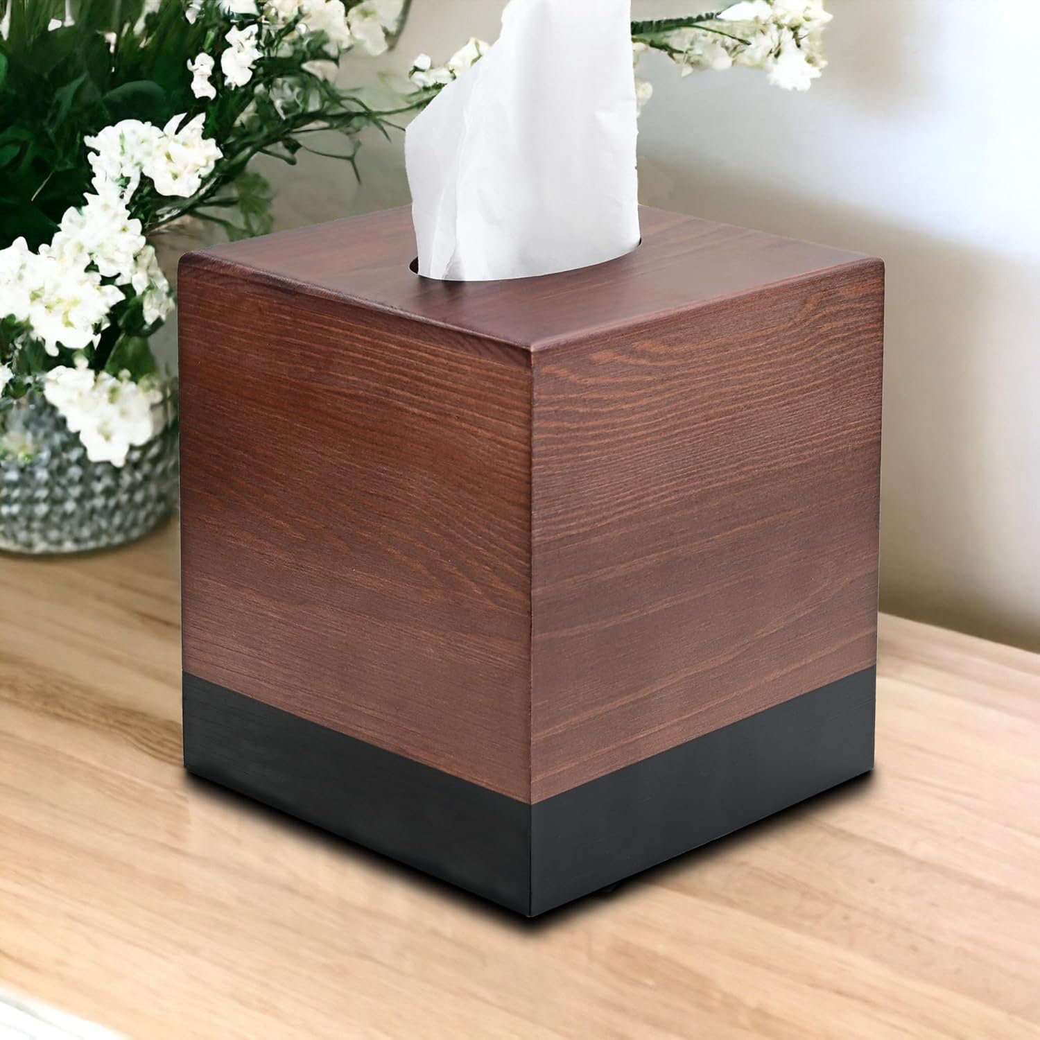 Latitude Run® Tissue Box Cover - Wooden Tissue Box Cover Square, Tissue ...