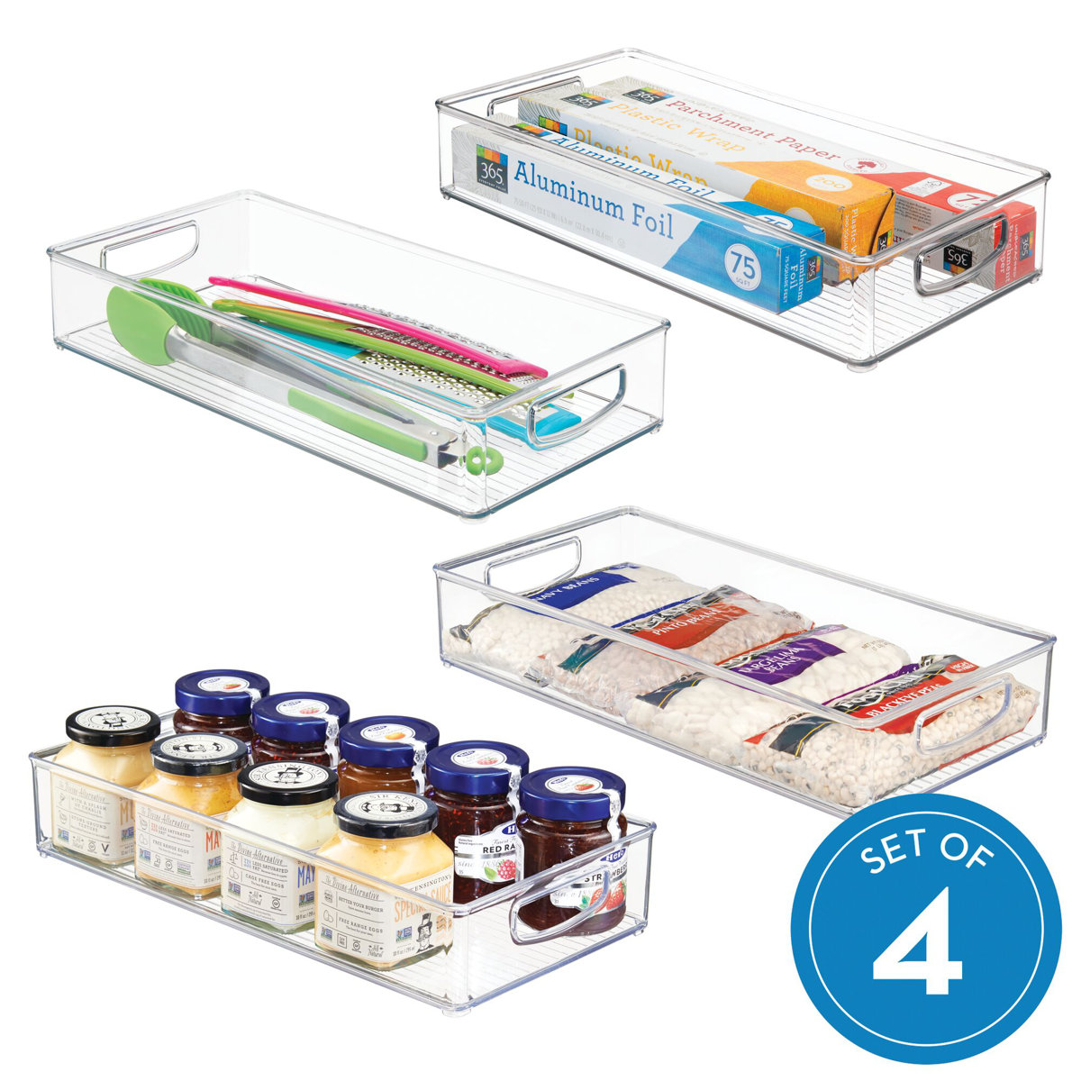 iDesign Plastic Stackable Pantry Bin with Handles - Set of 4 - Clear ...