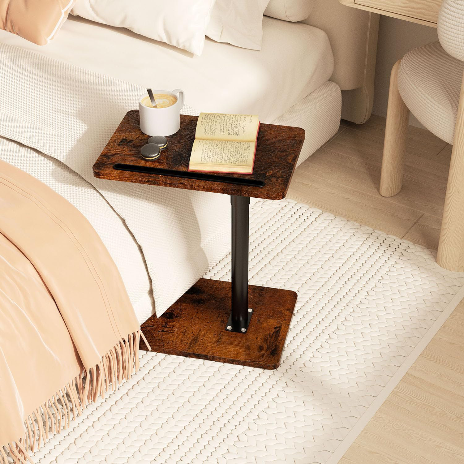 17 Stories Sofa Armrest Tray Table For Couch - 360° Swivel Height ...