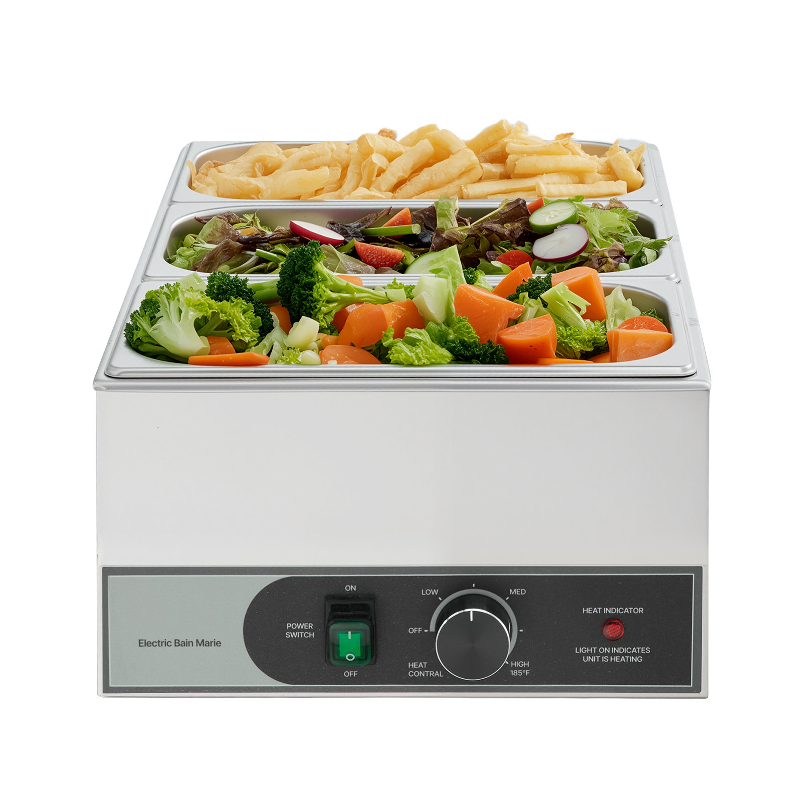 17 Stories Commercial Food Warmer, 1200W Electric Stainless Steel Steam ...