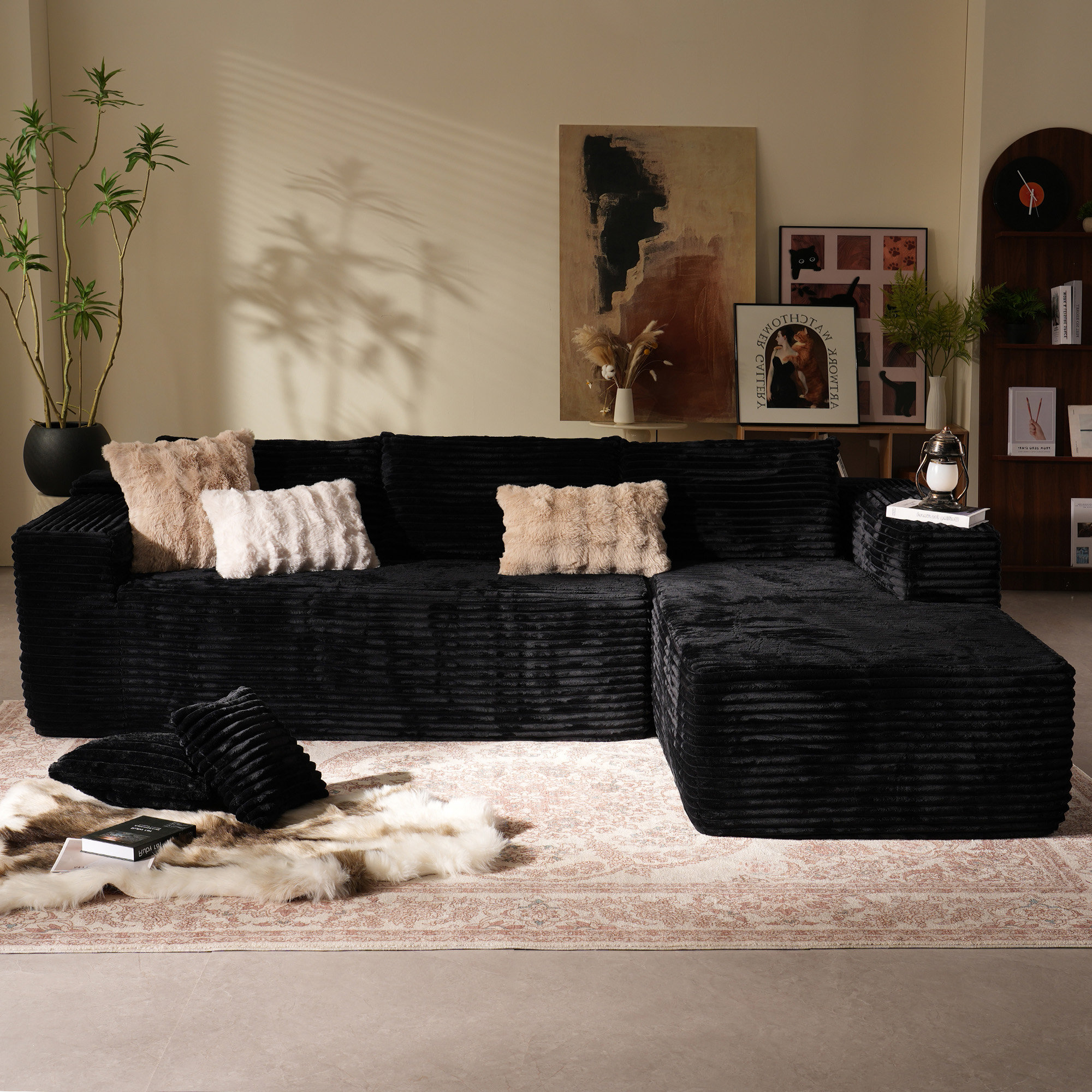Ebern Designs Fontanez 2 - Piece Corduroy Sectional - No Assembly ...