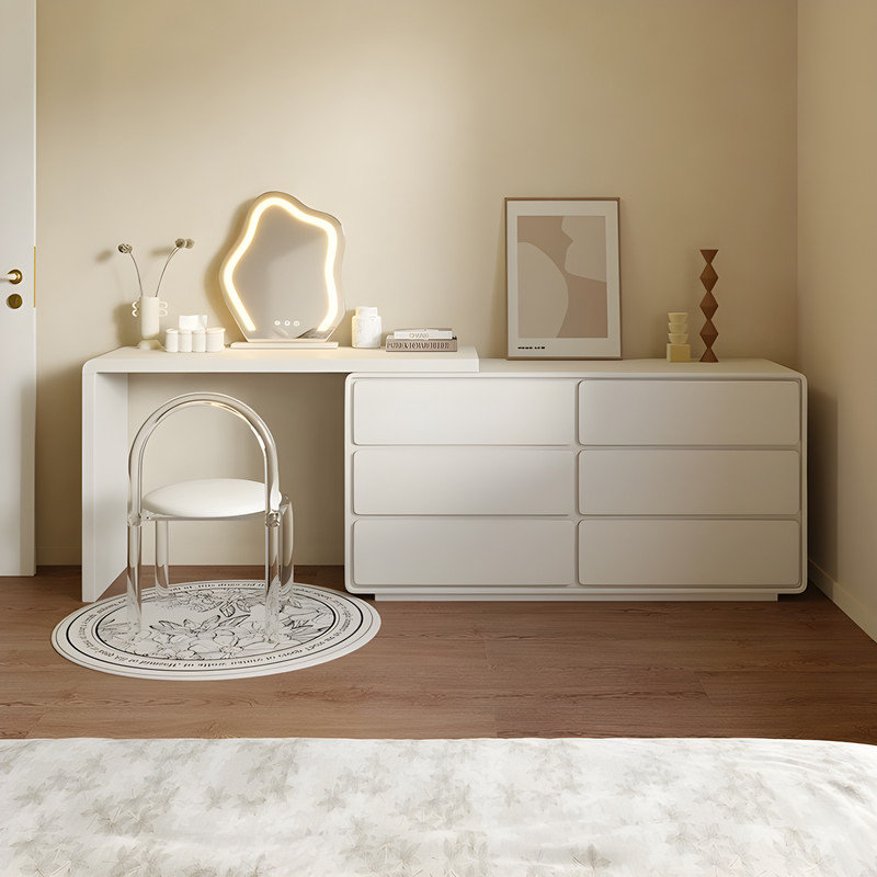 Ivy Bronx Cream Dressing Table-6 Drawers for Bedroom, Office Desk | Wayfair