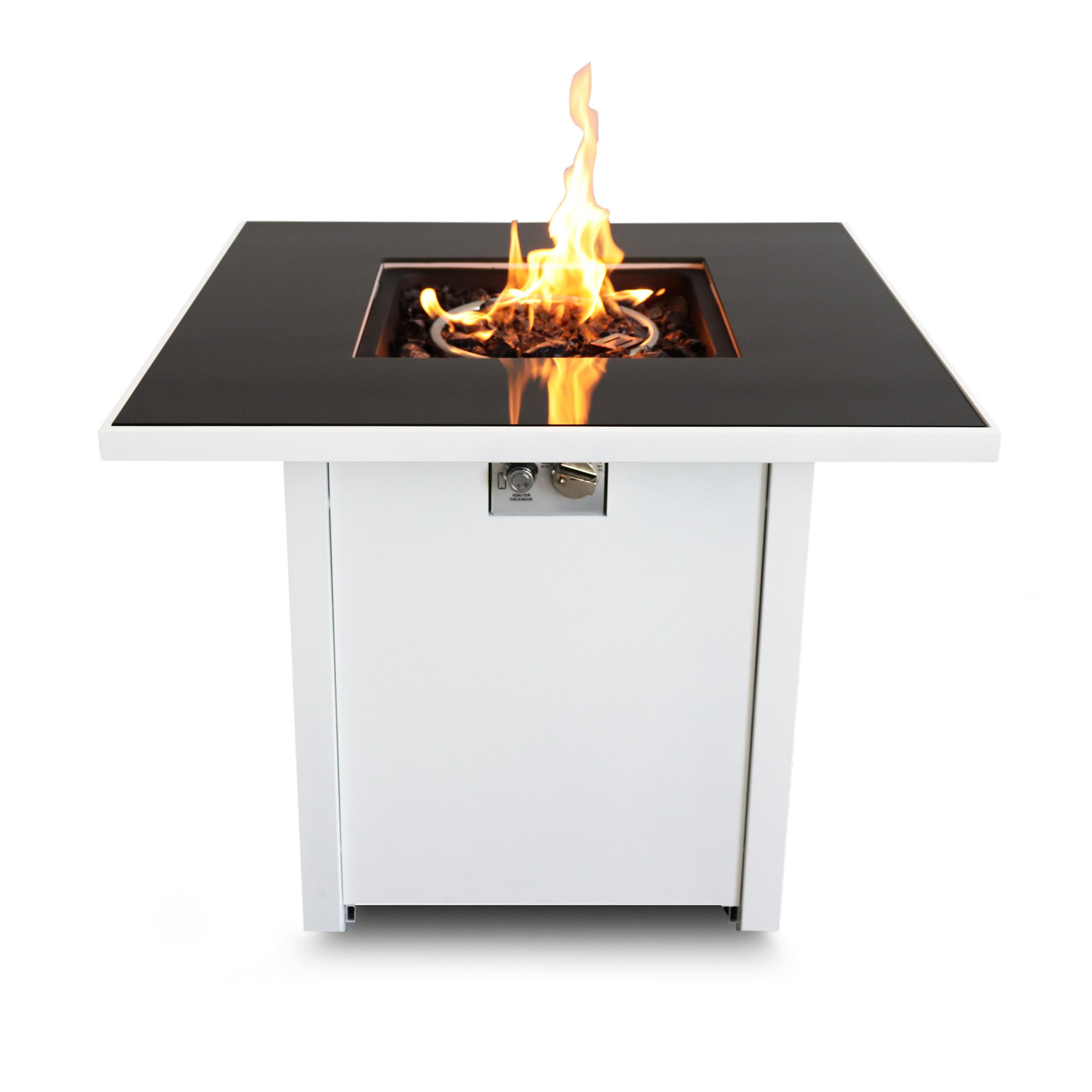 mondawe White Steel Fire Pit Table - 30" Dual Fuel Design with 50,000 ...