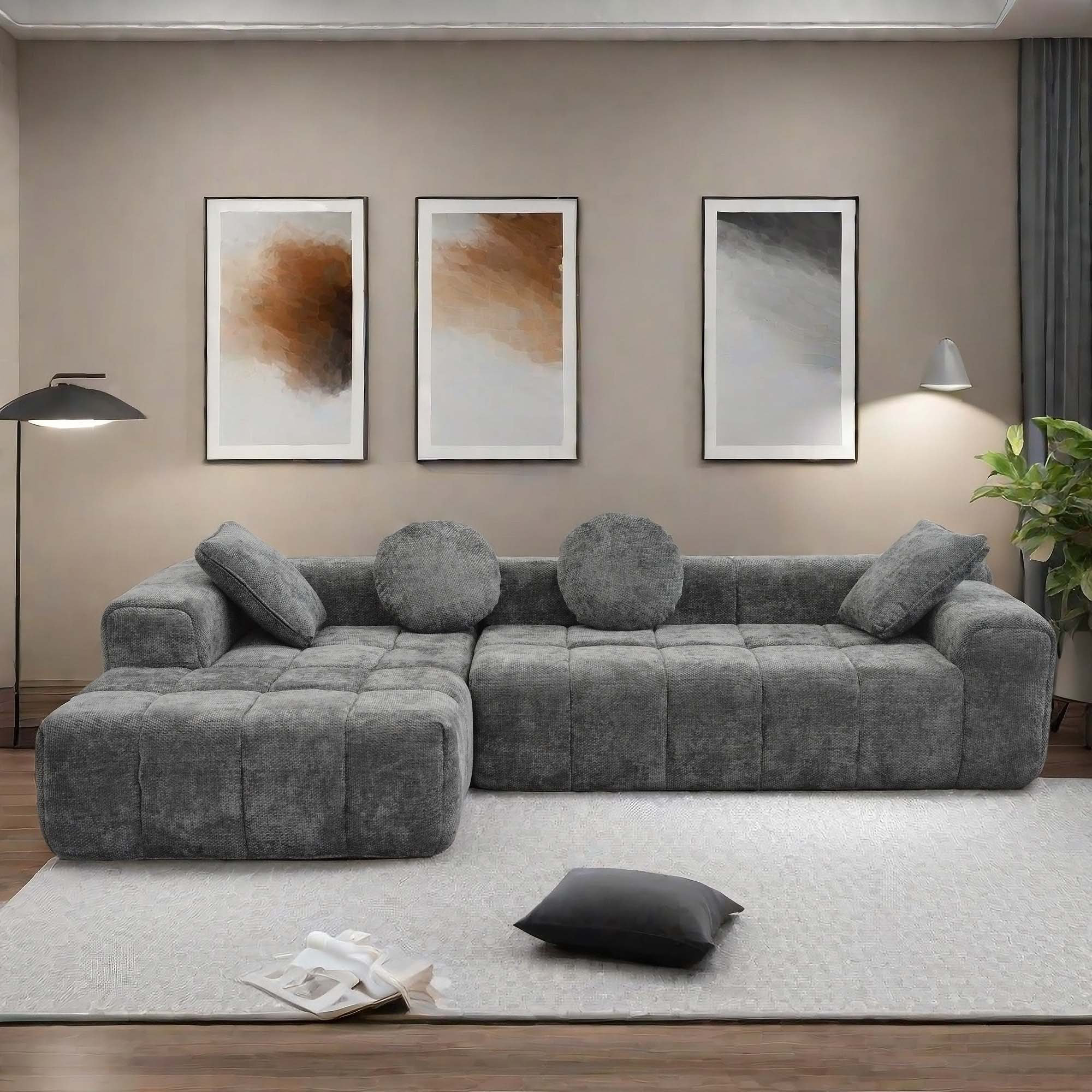 Wrought Studio™ Modern Minimalist Compressed Sectional Sofa for ...
