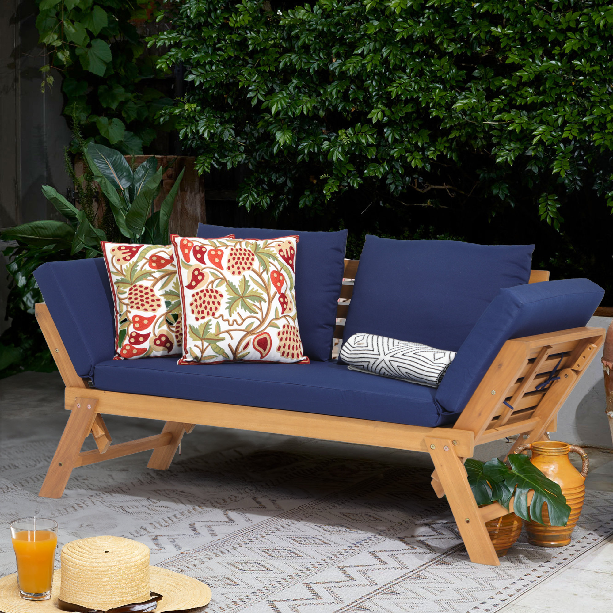 George Oliver Geil 82.9'' Wide Outdoor Patio Daybed with Cushions ...