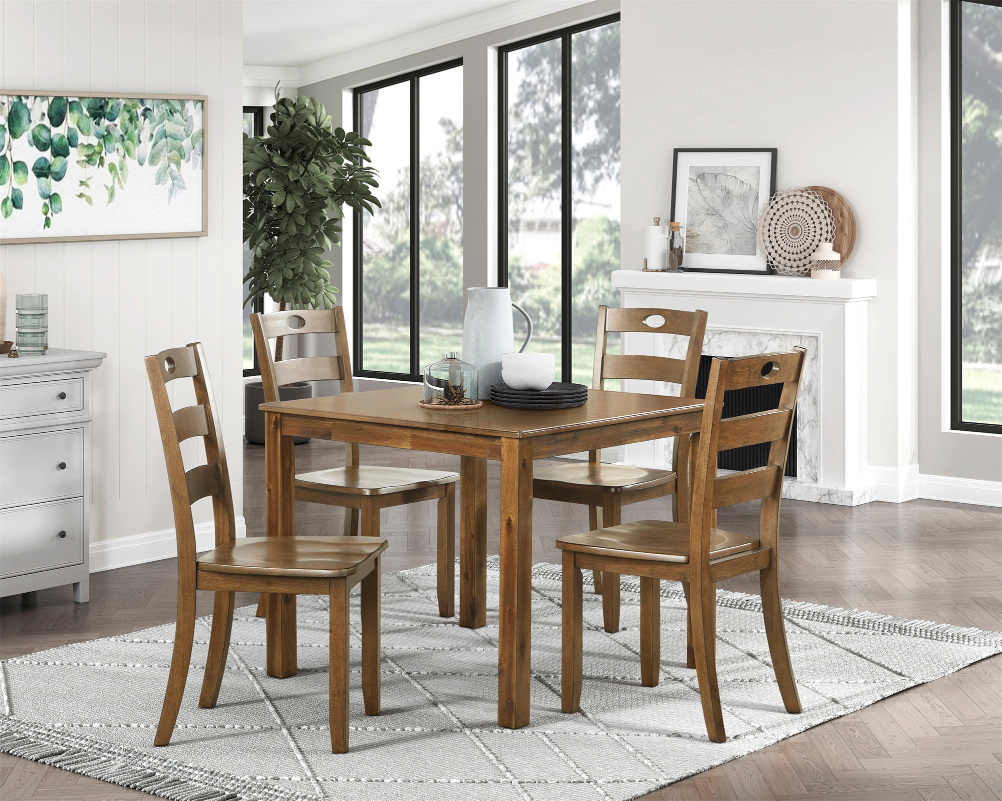 Lark Manor Wood 5-Piece Dining Table Set, Kitchen Table Set | Wayfair