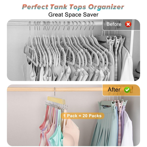 Rebrilliant Bra Hanger For Closet, Tank Top Hanger 2 Pack W/20 Hooks ...