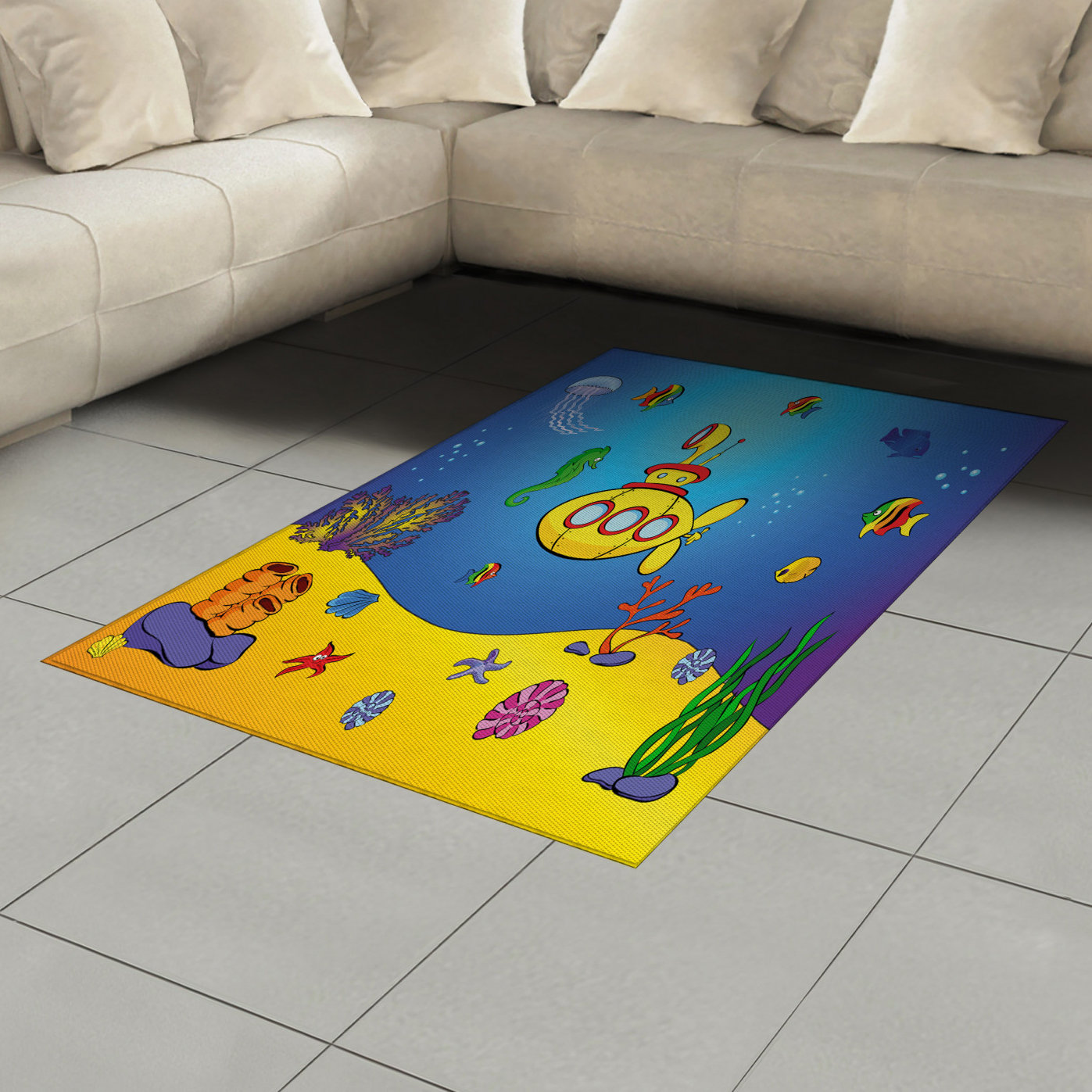 East Urban Home Submarine Yellow Submarine High Density Long Fiber Poly ...