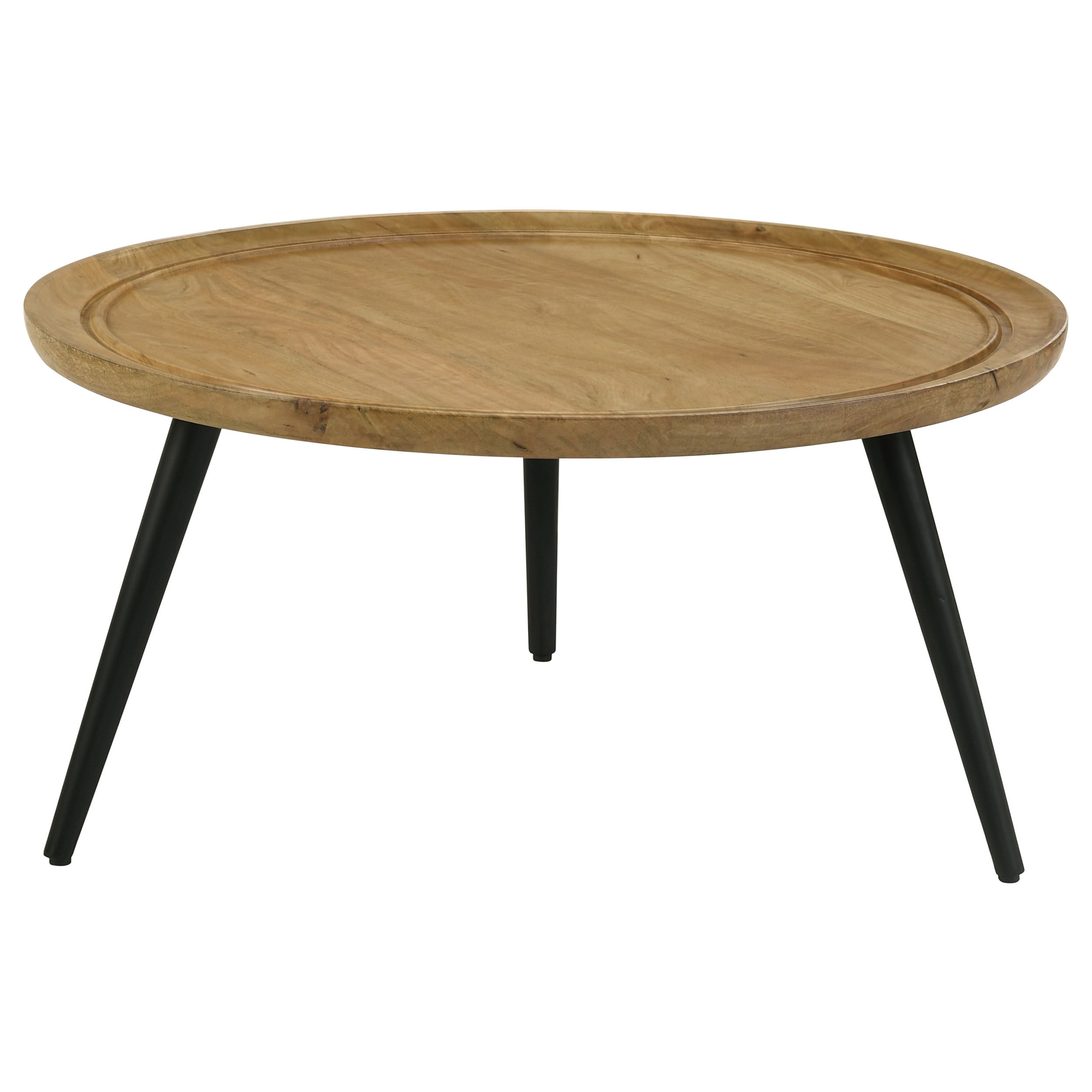 Corrigan Studio® Zoe Natural/Black Round Coffee Table with Trio Legs ...