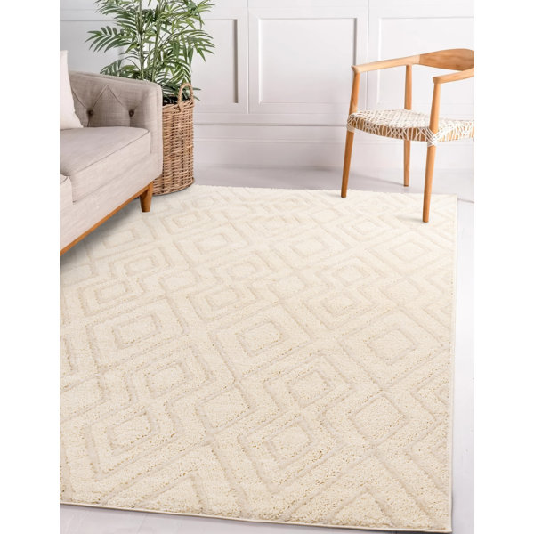 Ivory & Cream Shag Area Rugs You'll Love | Wayfair