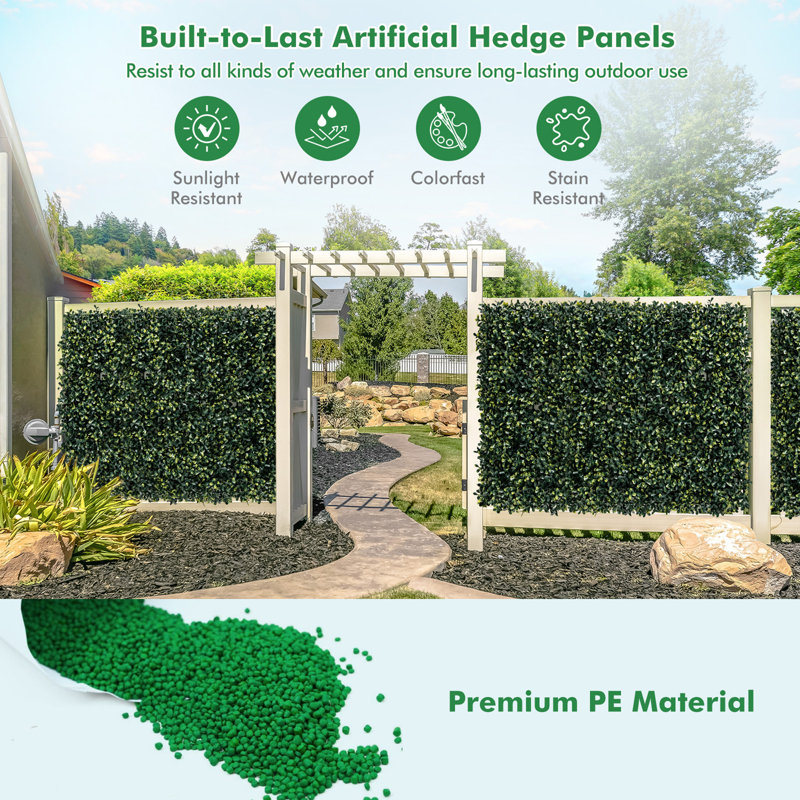 Gymax Artificial Peanut Leaf Hedges Plastic Decorative Fence Panel ...