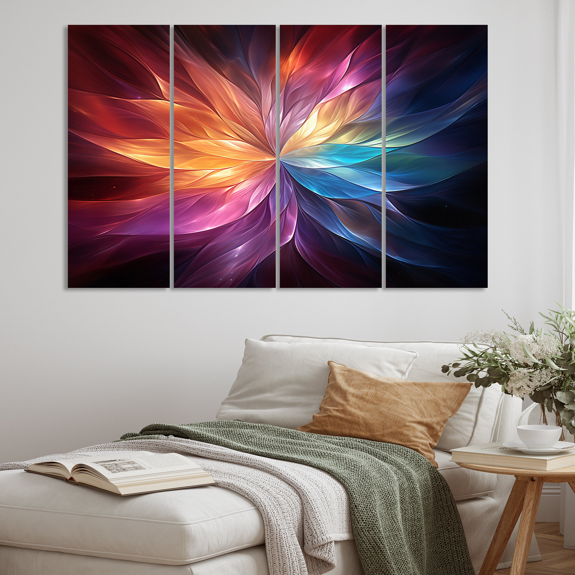 Design Art Yellow Teal Abstract Fractal Ethereal Prism - Modern Wall ...