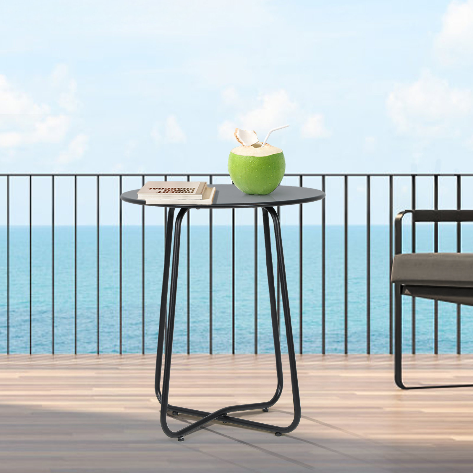 Ebern Designs Bradninch Steel Round Patio Table - Indoor Bradninch ...