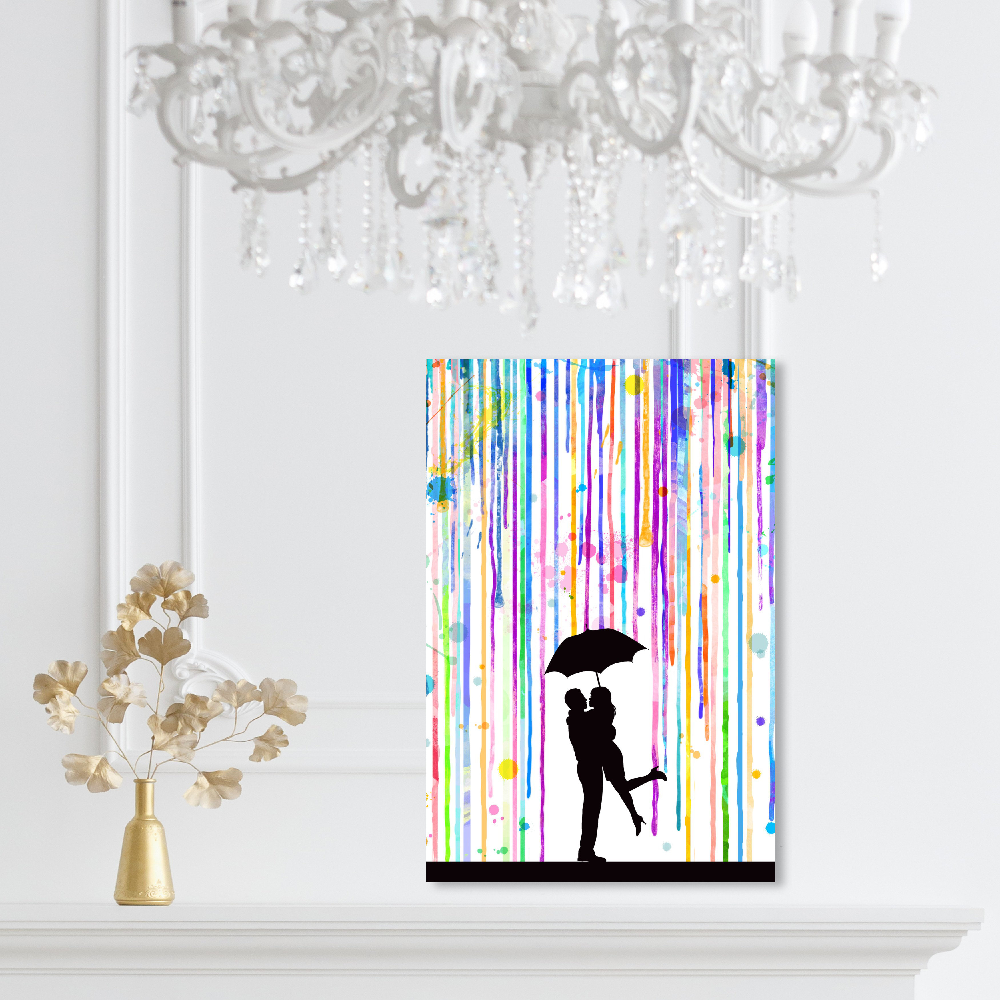 Art Remedy People and Portraits Colorful Rain Shower II Couples ...