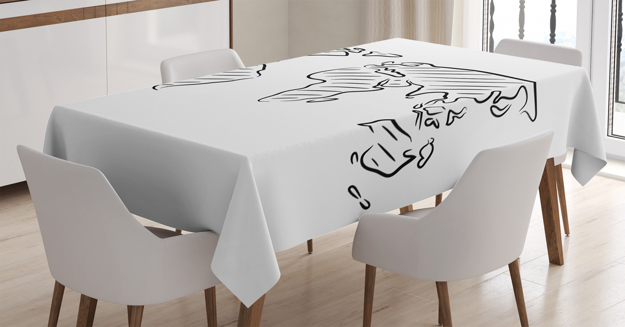 East Urban Home Ambesonne World Map Tablecloth, Illustration Of Outline ...