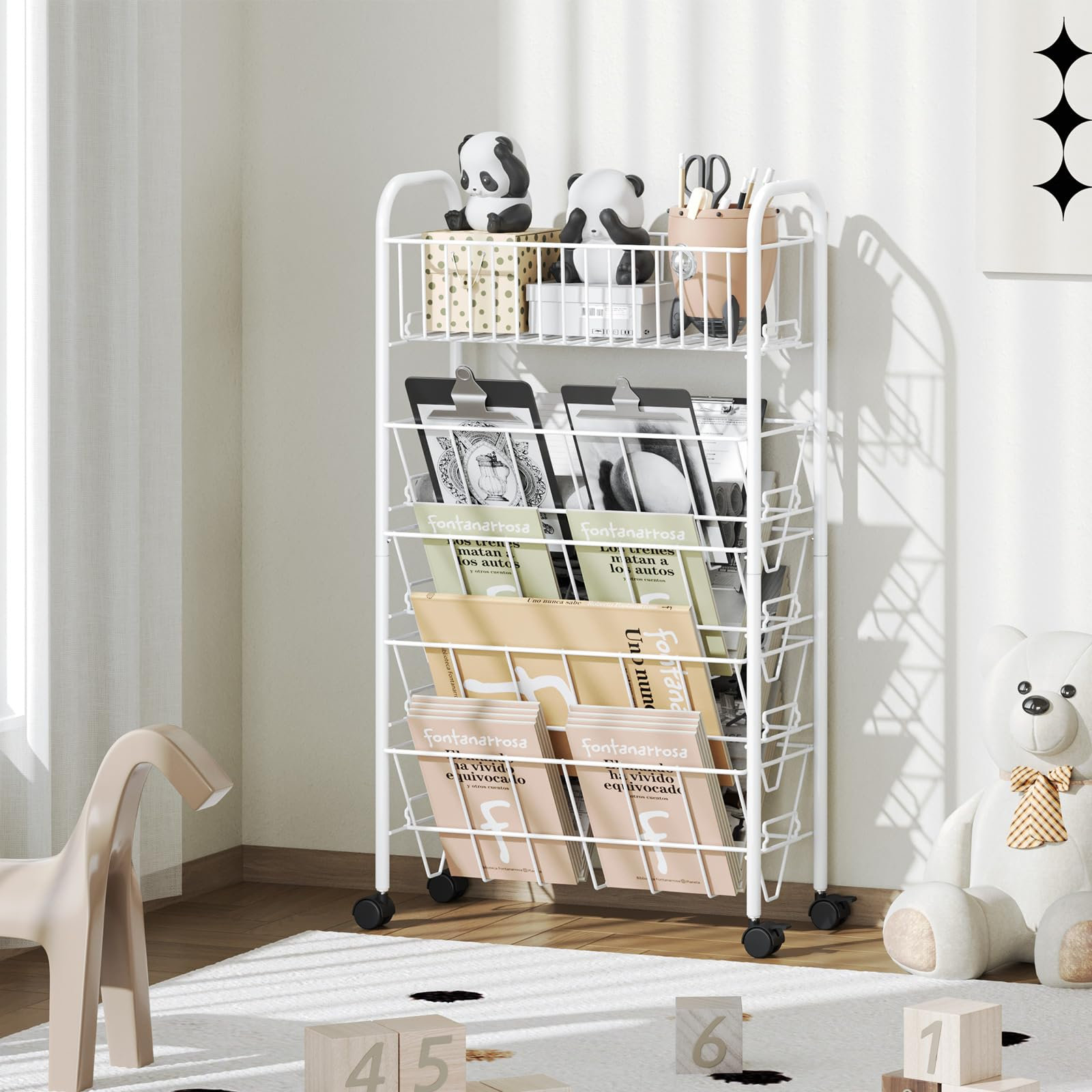 MASMIO Metal Rolling Book Cart with Wheels | Wayfair