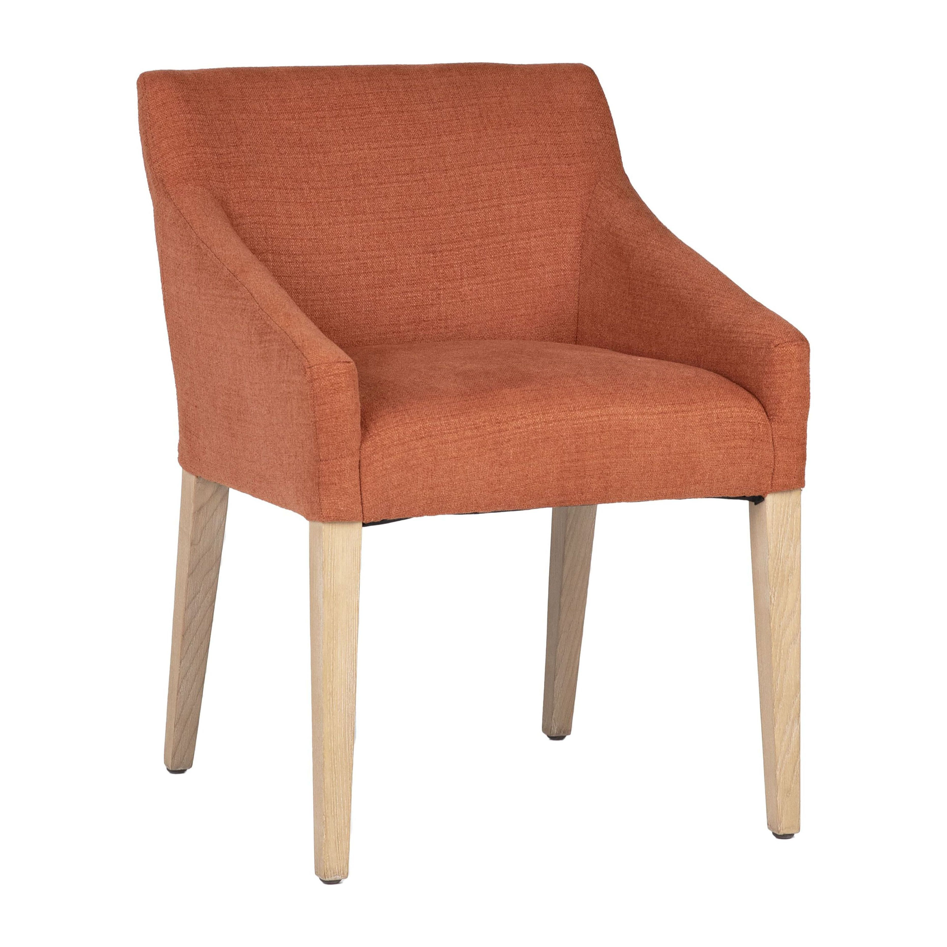 Hokku Designs Galimberti Linen Sloped Track Arm Dining Chair in Burnt ...