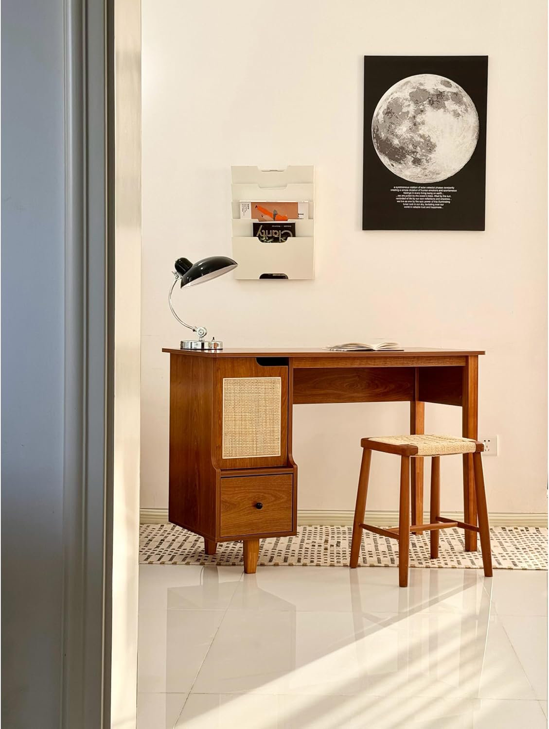 Bayou Breeze Desk With Storage Space And Drawer, Mid-Century Modern For ...