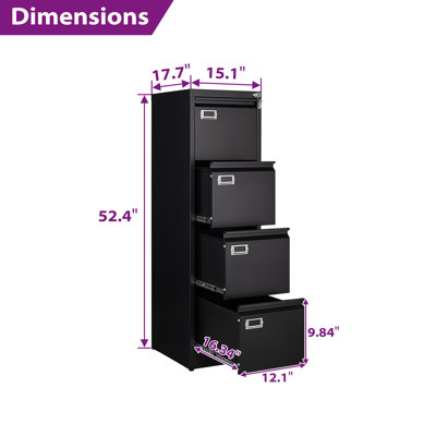 Latitude Run® 4-Drawer Vertical Filing Cabinet & Reviews | Wayfair