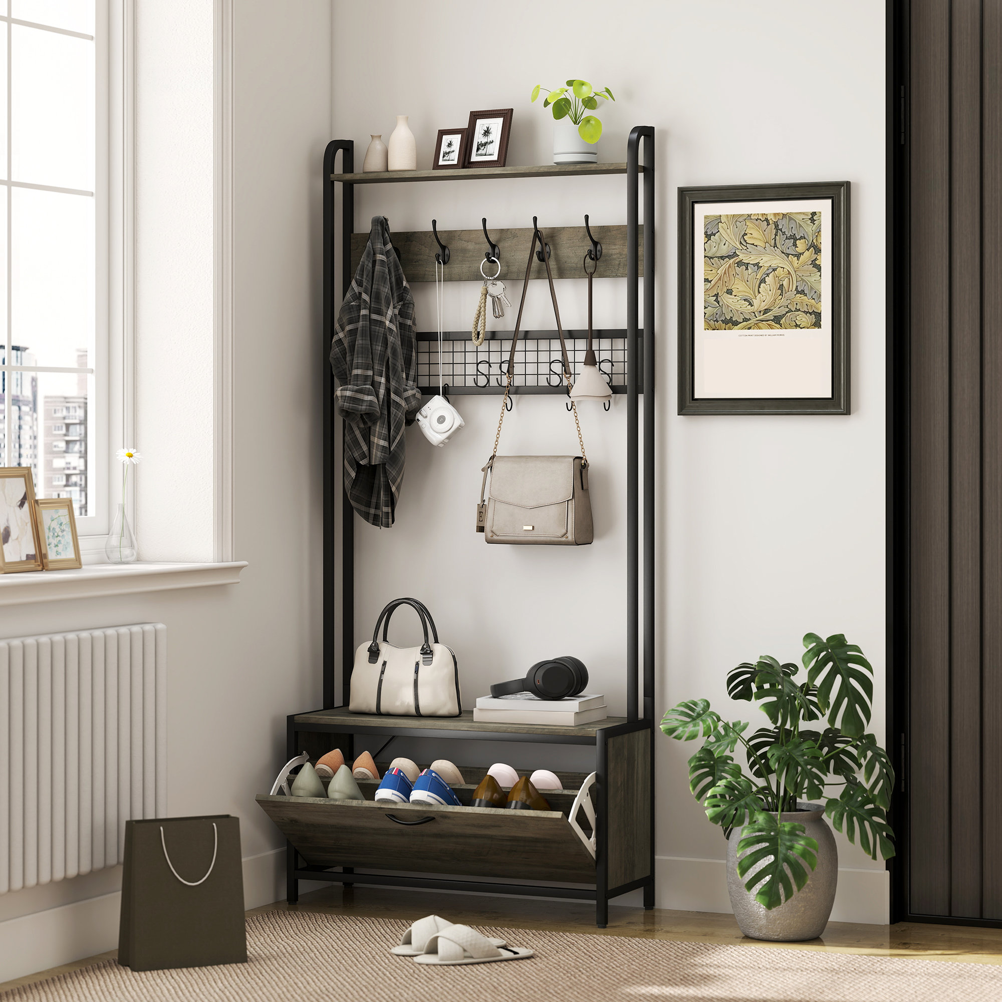 Borough Wharf Hall Tree 80cm Wide with Bench and Shoe Storage | Wayfair ...