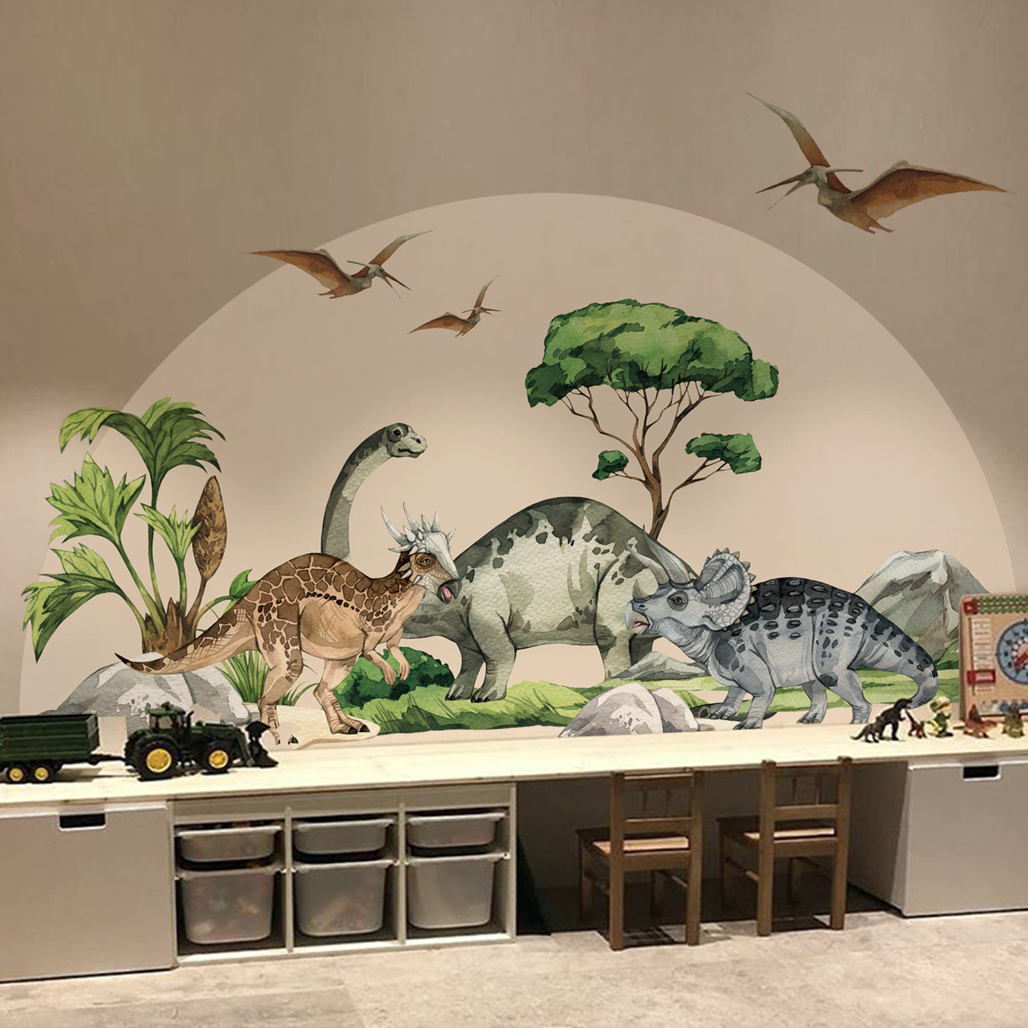 Trinx Jurassic Dinosaur Combination Non-Wall Damaging Wall Decalss ...