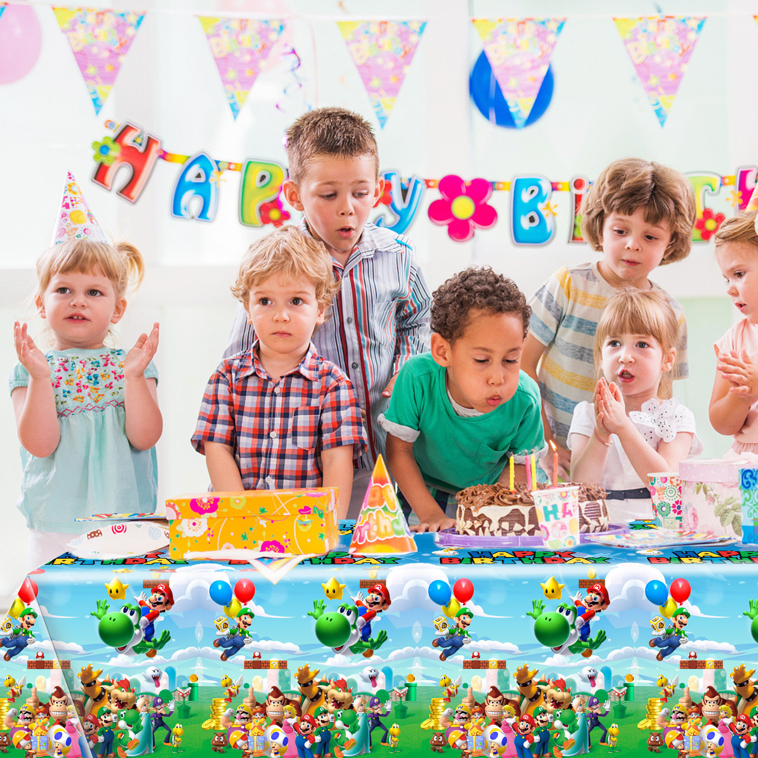 Dakota Fields Super Mario Table Cover, 3pcs 42.5"x70.8" Super Mario ...