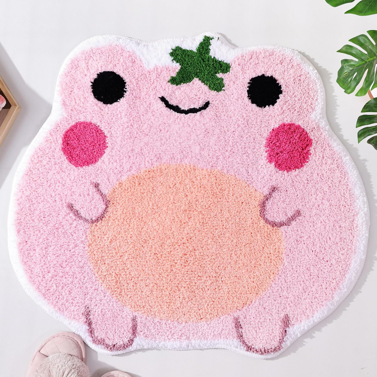 Red Barrel Studio Cute Pink Frog Bath Mat Non Slip Bath Rug For ...