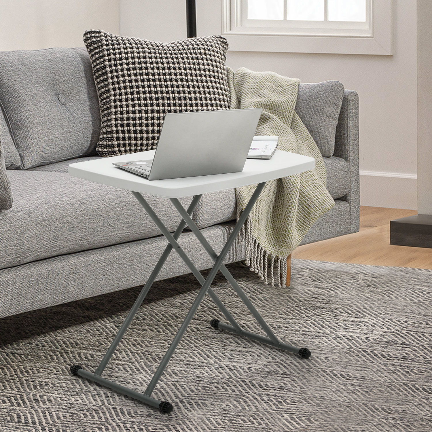 MoNiBloom 26" Folding Table, Adjustable Height TV Tray Table, Portable ...