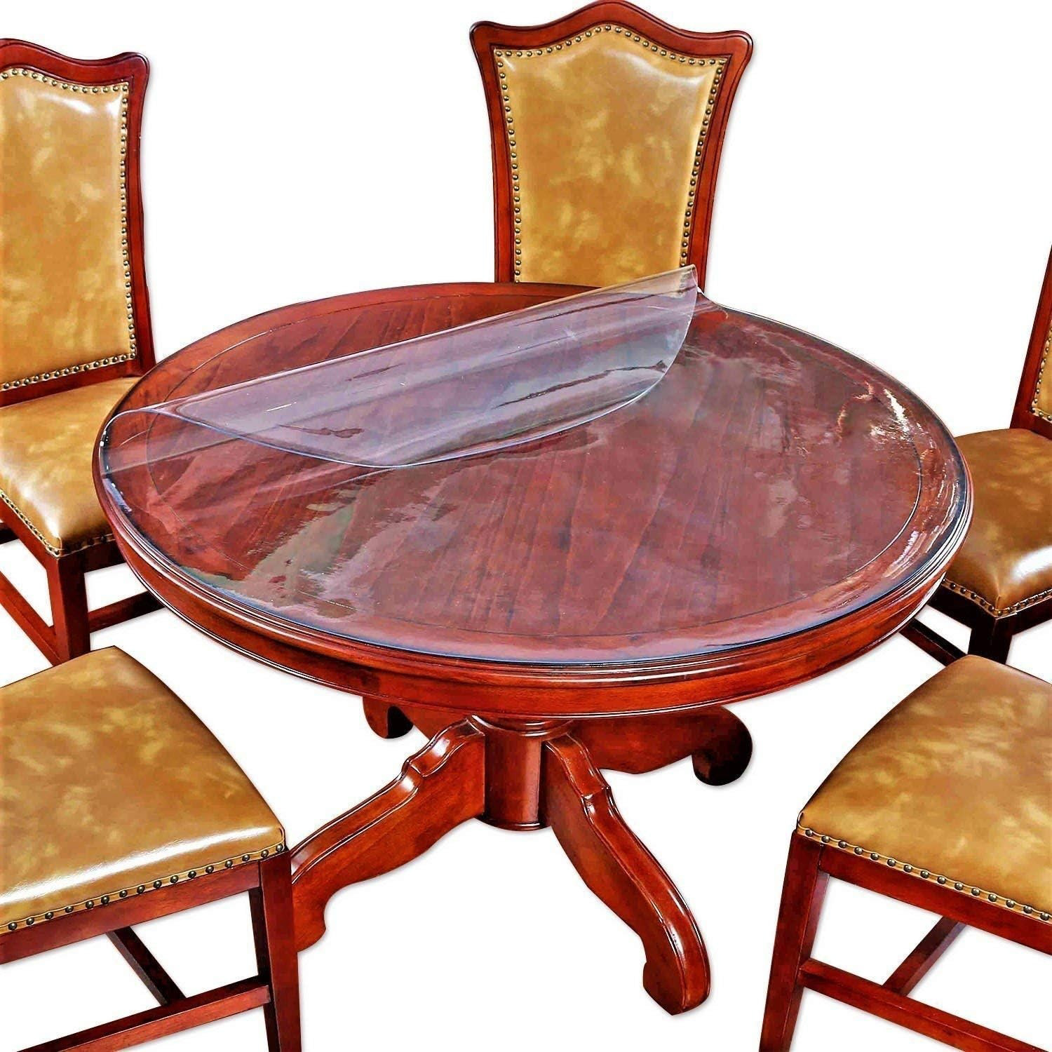 Symple Stuff Crystal Clear 60 Inch Round Table Protector Plastic Vinyl ...