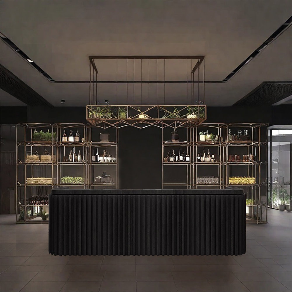 KPXU Bar Counter 86.61-Inch Rustic Front Desk and Bar Counter with ...