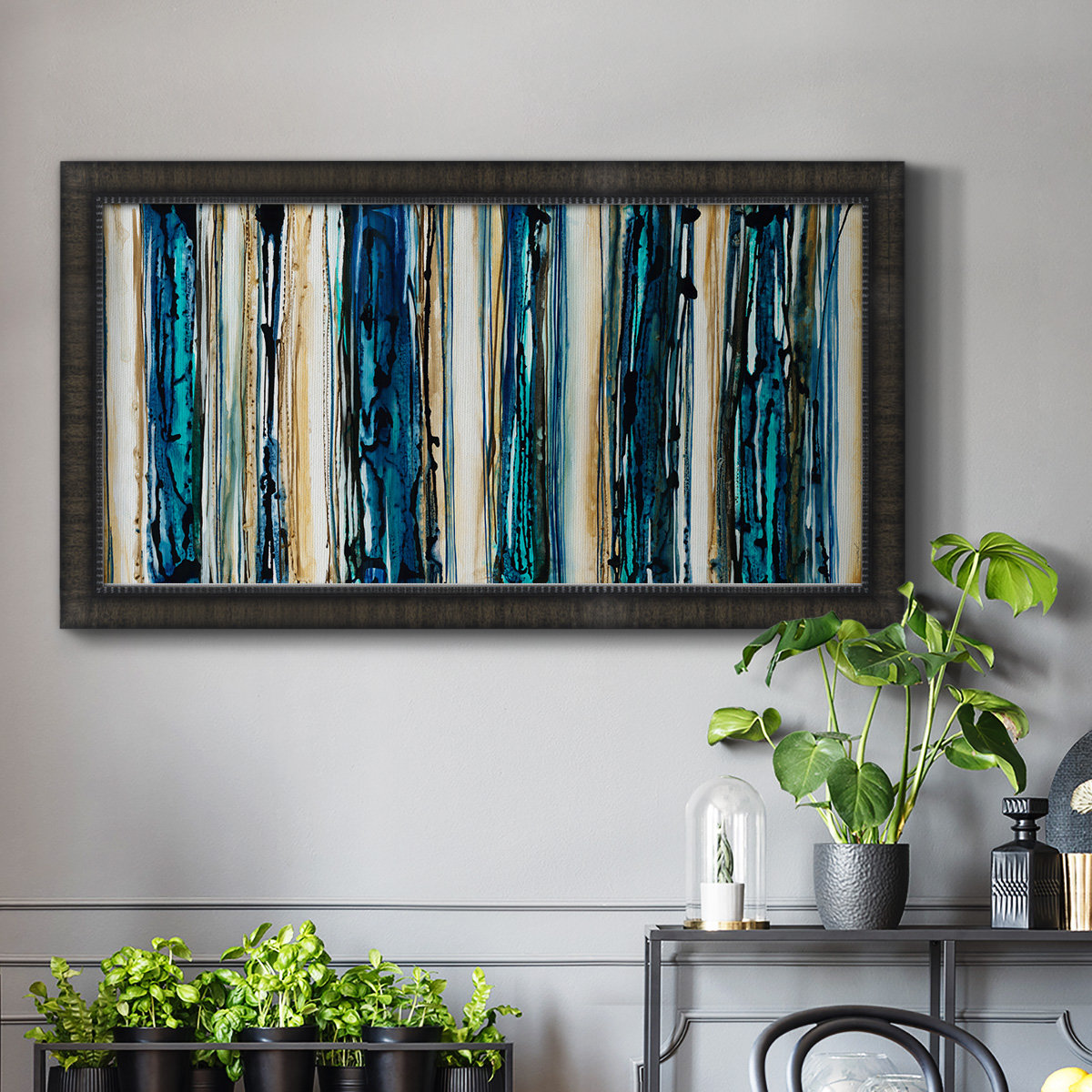 Ivy Bronx Blue Streaks - Single Picture Frame Painting on Canvas ...