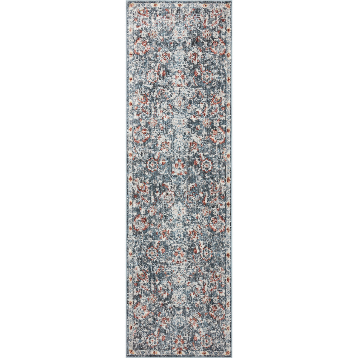 Langley Street® Fiorillo Floral Blue/Rust Area Rug | Wayfair