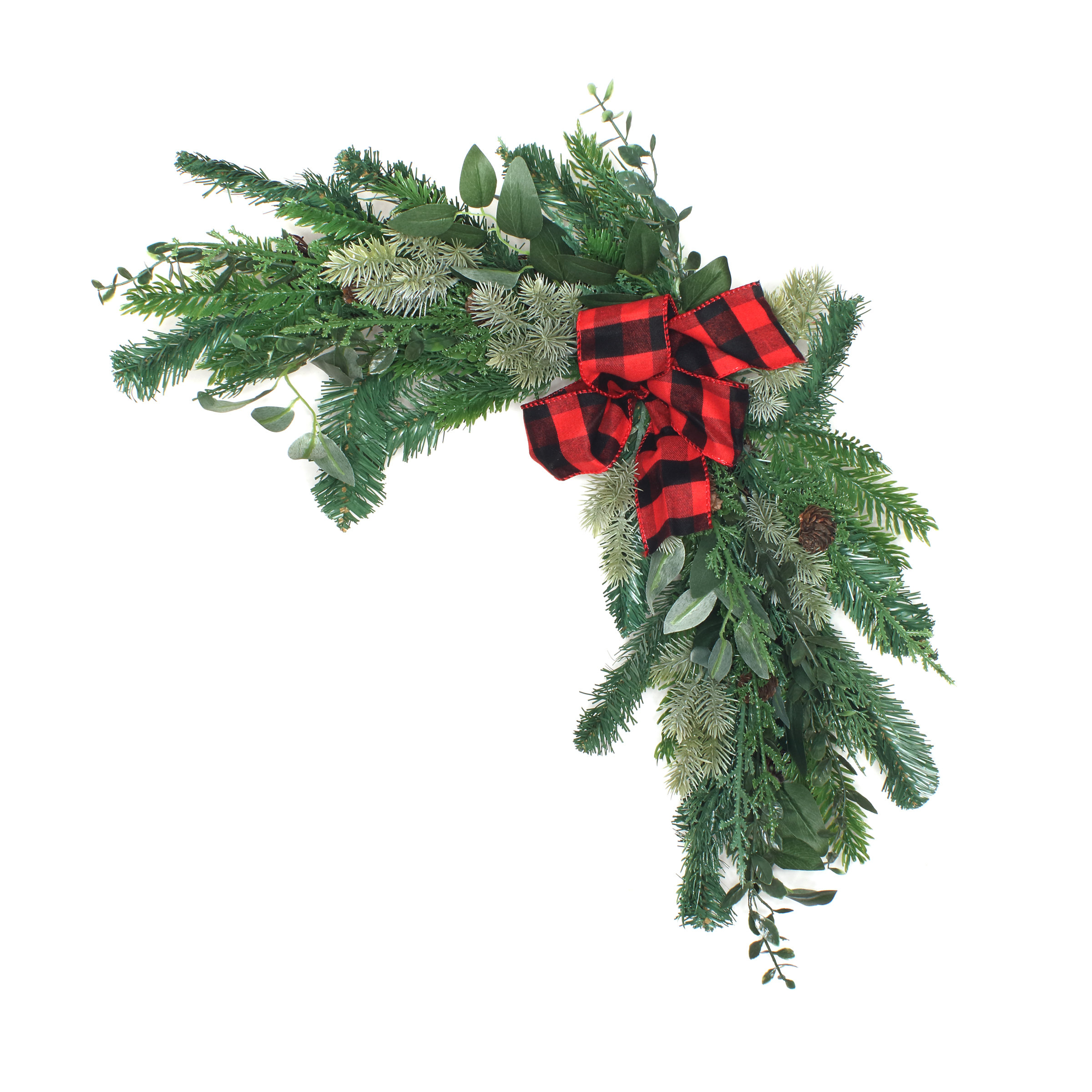 The Holiday Aisle® 24" Mixed Pine and Bow Christmas Corner Swags | Wayfair