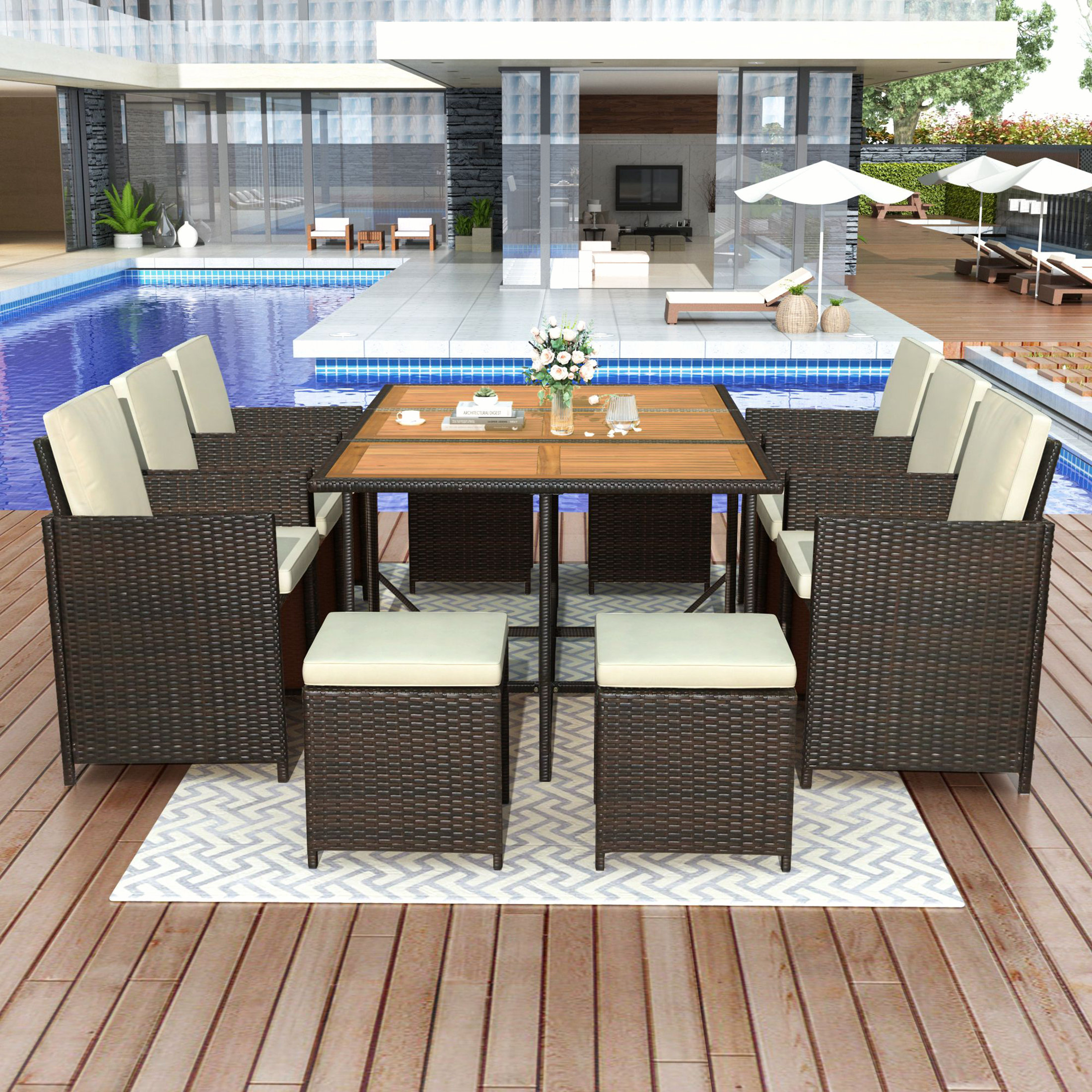 Latitude Run® 11 Piece Multiple Chairs Seating Group with Cushions ...