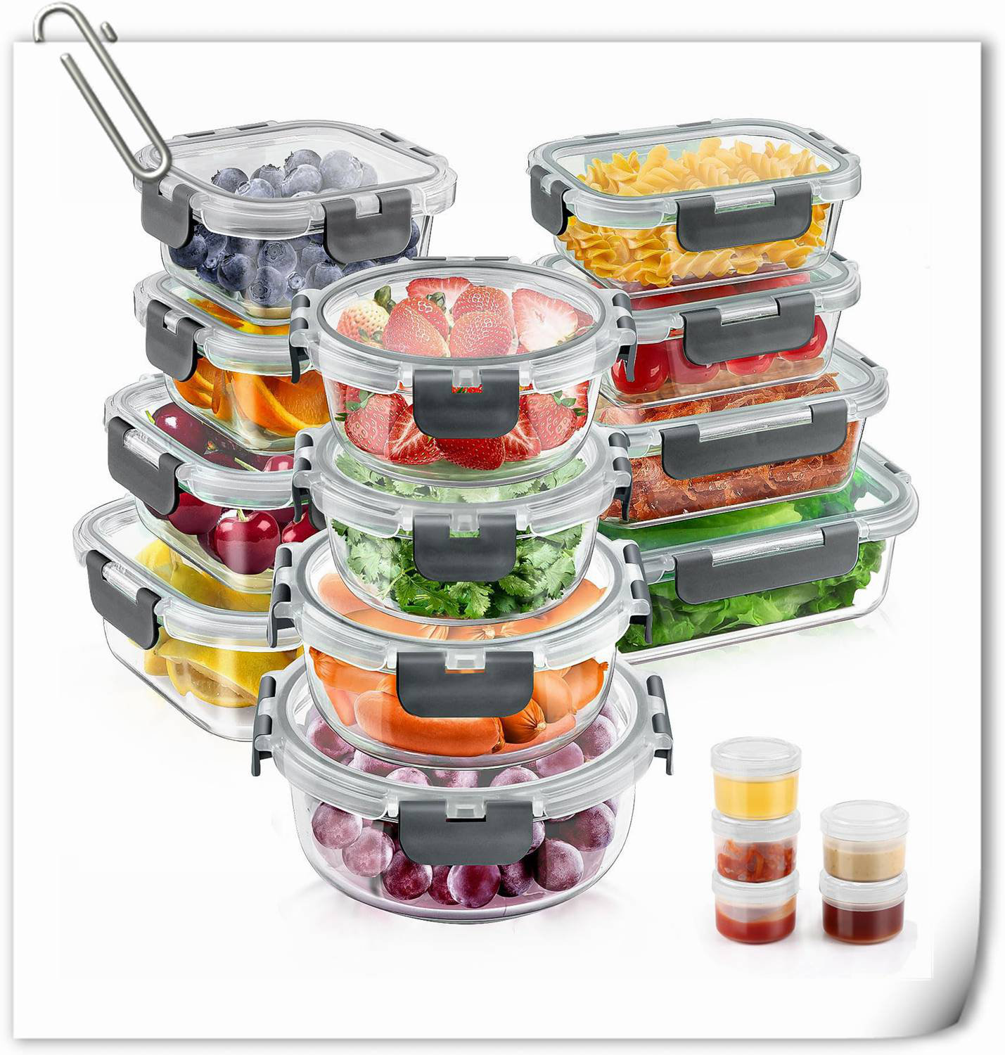 Prep & Savour Diemut Glass 34 Container Food Storage Set | Wayfair