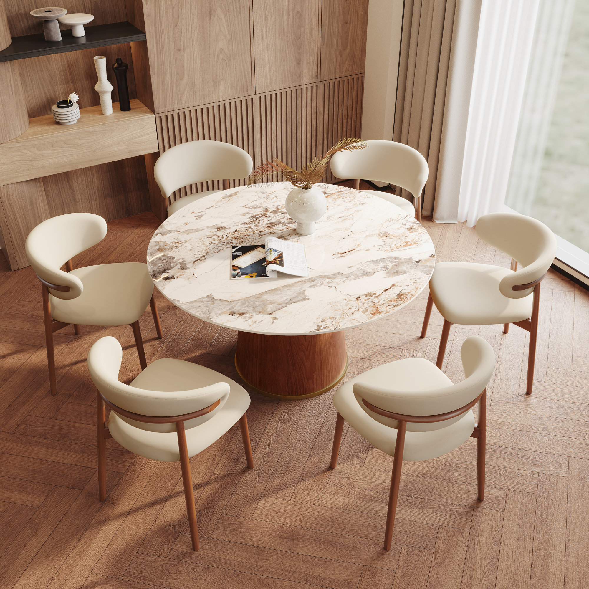 Corrigan Studio® 7- Piece Houghton Faux Marble Dining Set | Wayfair