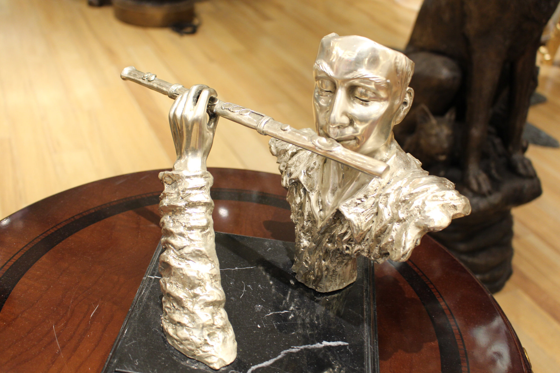 Bloomsbury Market Bennet Man playing Flute Bronze Statue - Size: 10"L x ...