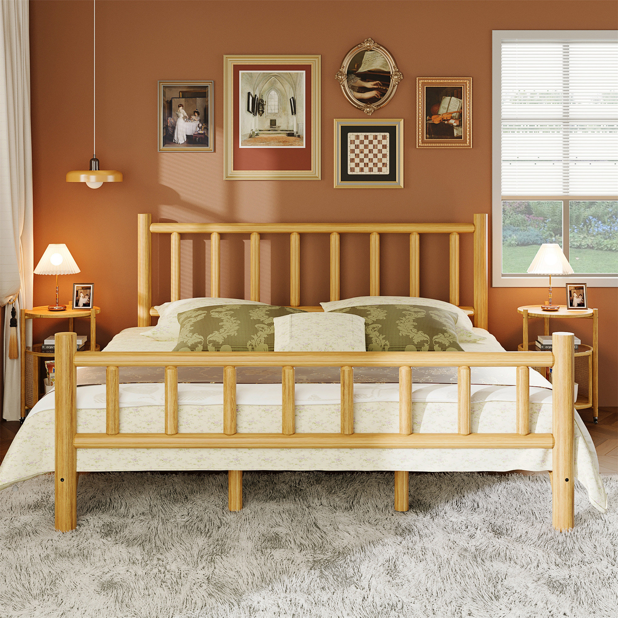 Ophelia & Co. Farmhouse Log Bed Frame Rustic Style Pure Solid Pine ...