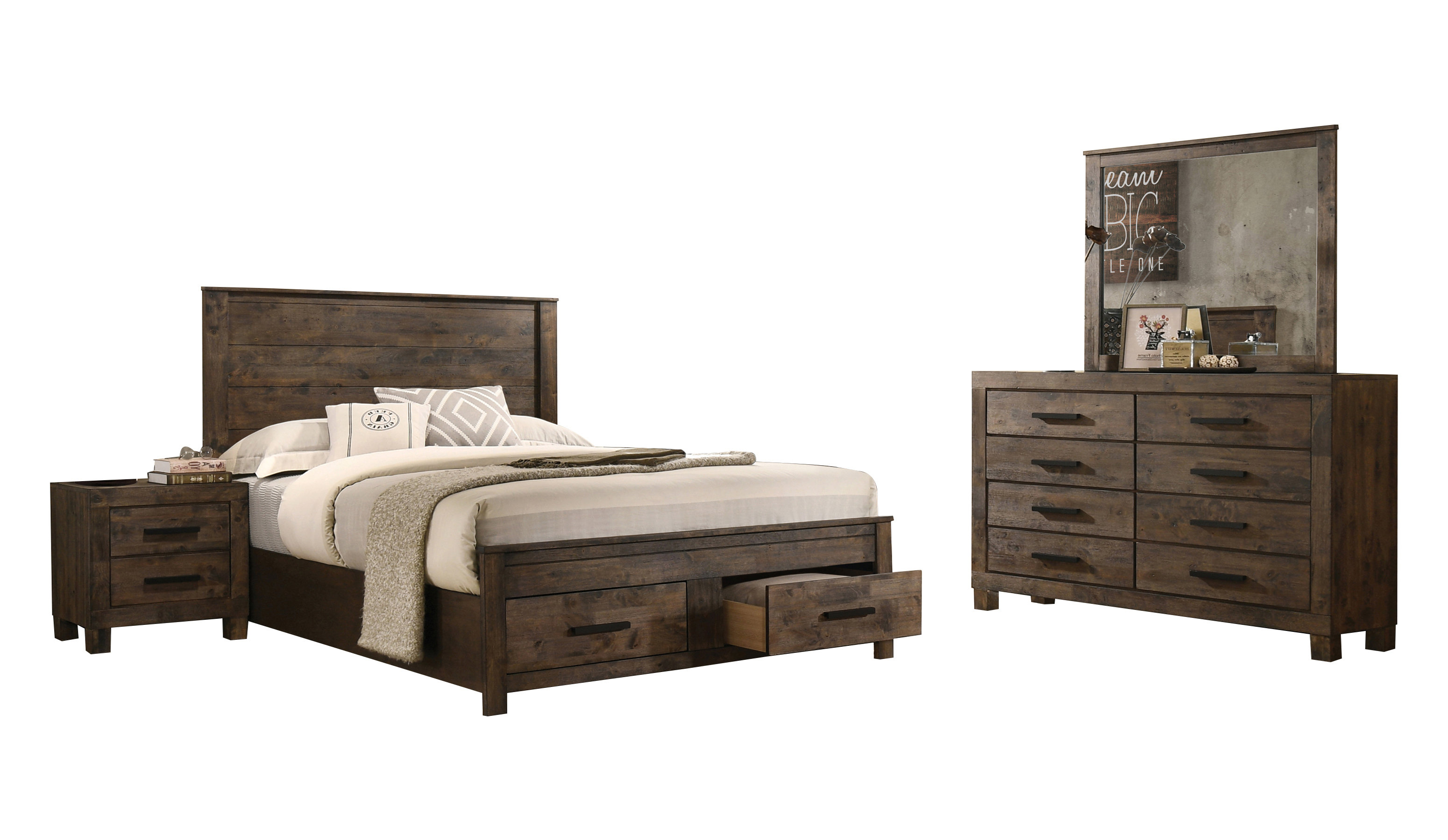 Loon Peak® Feliberto 4 Piece Bedroom Set in Rustic Golden Brown | Wayfair