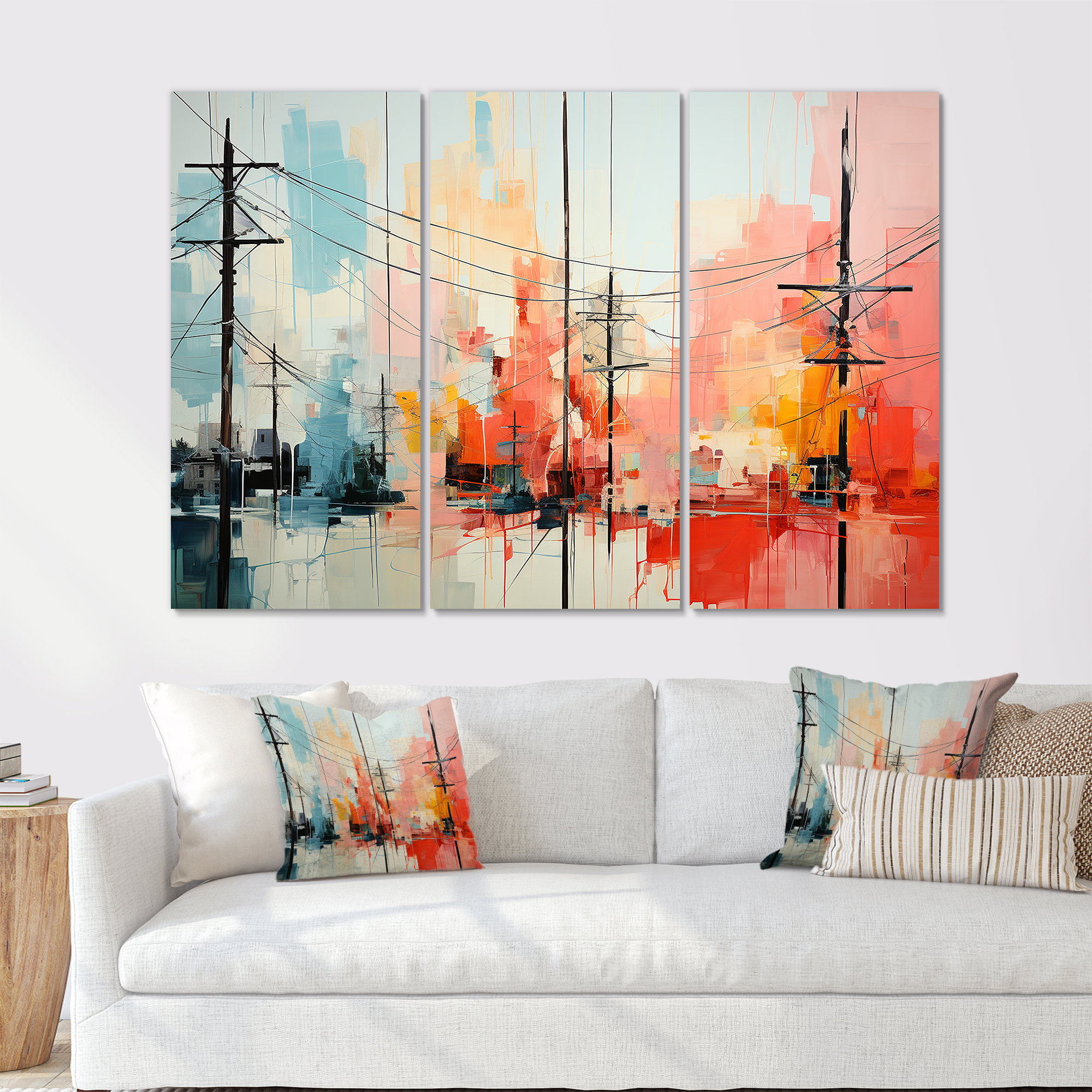 Ivy Bronx Minimalism Power Lines City Veins I - Power Lines Wall Art ...