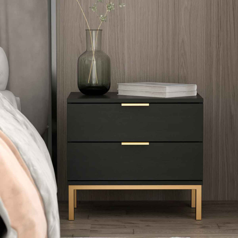 Everly Quinn Kavalli 2 - Drawer Steel Nightstand in Black & Reviews ...