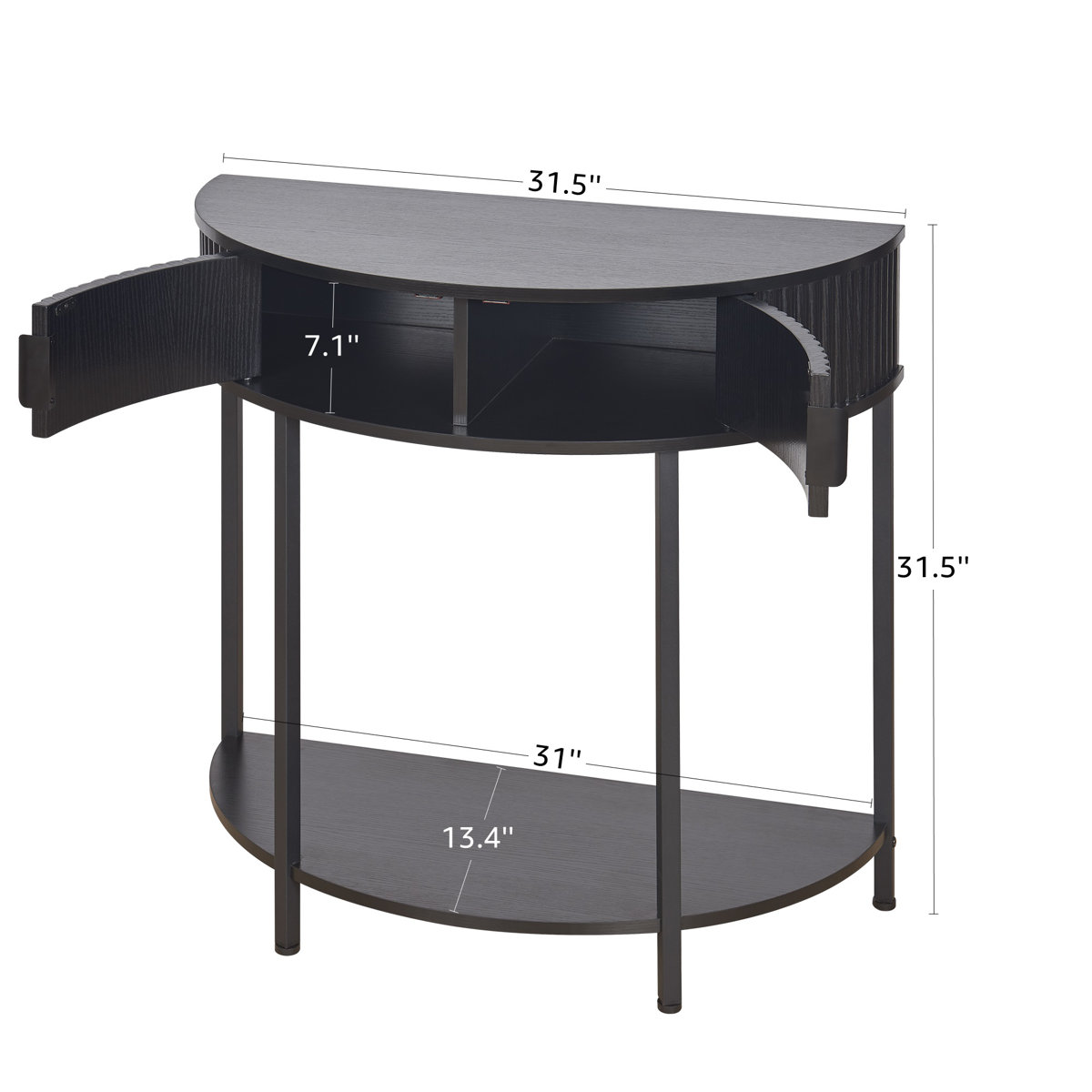Ebern Designs Half Moon Console Table With Storage & Reviews | Wayfair