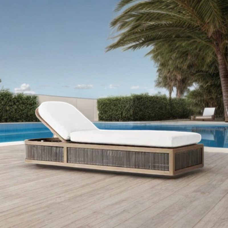 Elegance Furnishings Outdoor Pool Loungers Solid Wood Hotel Villa ...