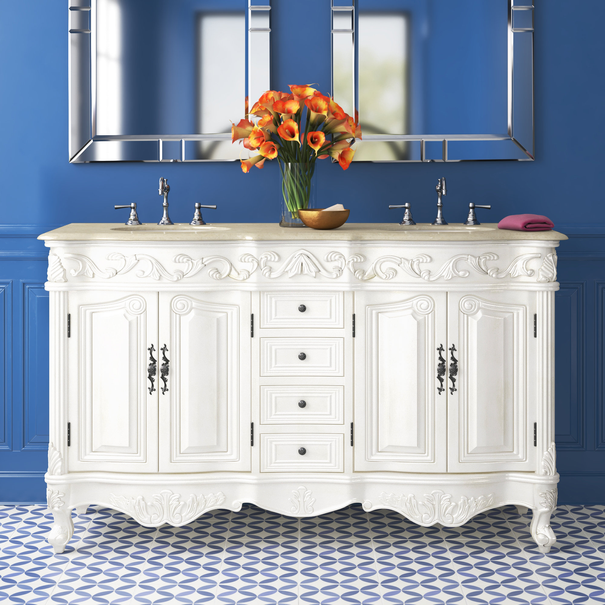 Astoria Grand Pakrat 60" Double Bathroom Vanity Set & Reviews | Wayfair