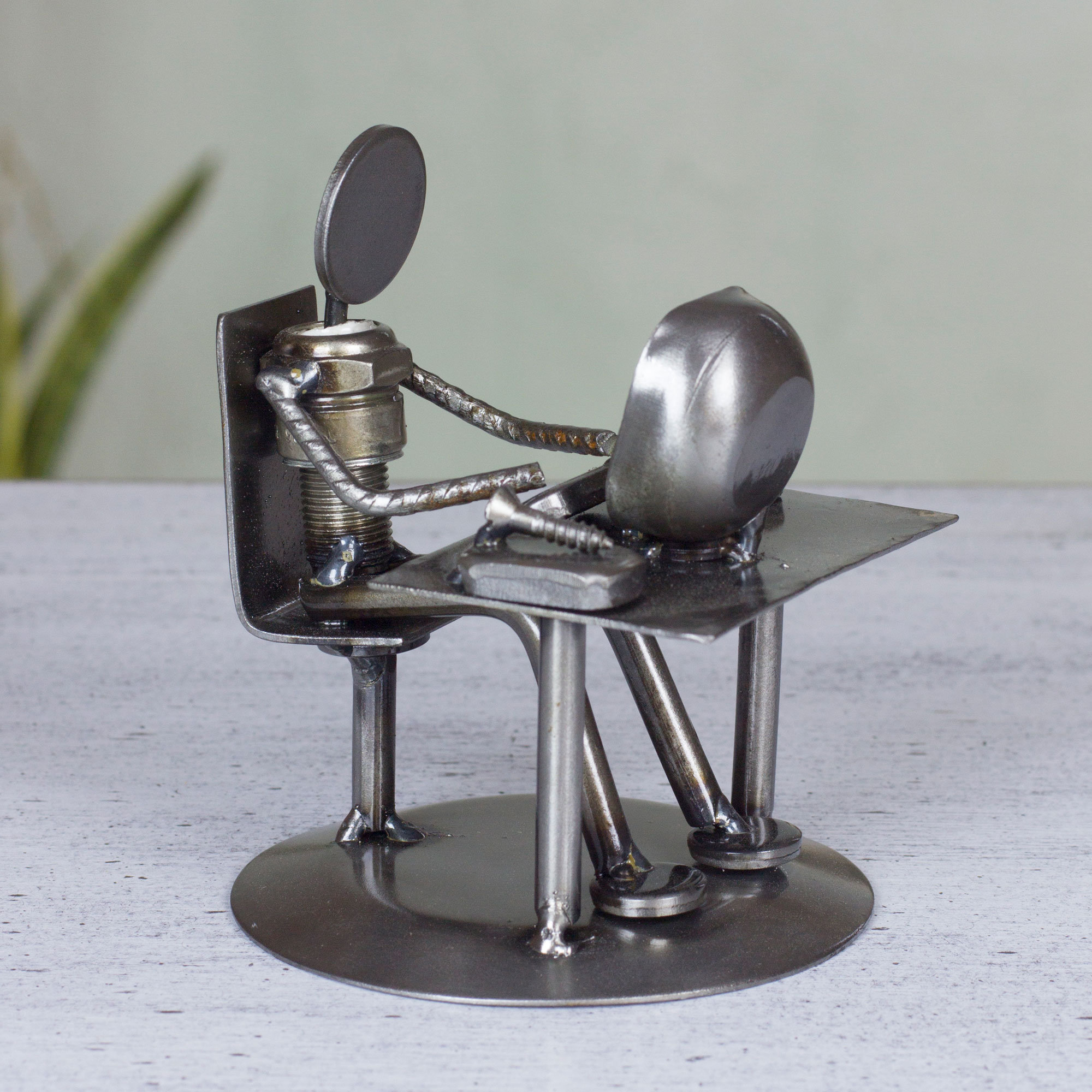 Winston Porter Derik Recycled Metal Electronics Technician Sculpture ...