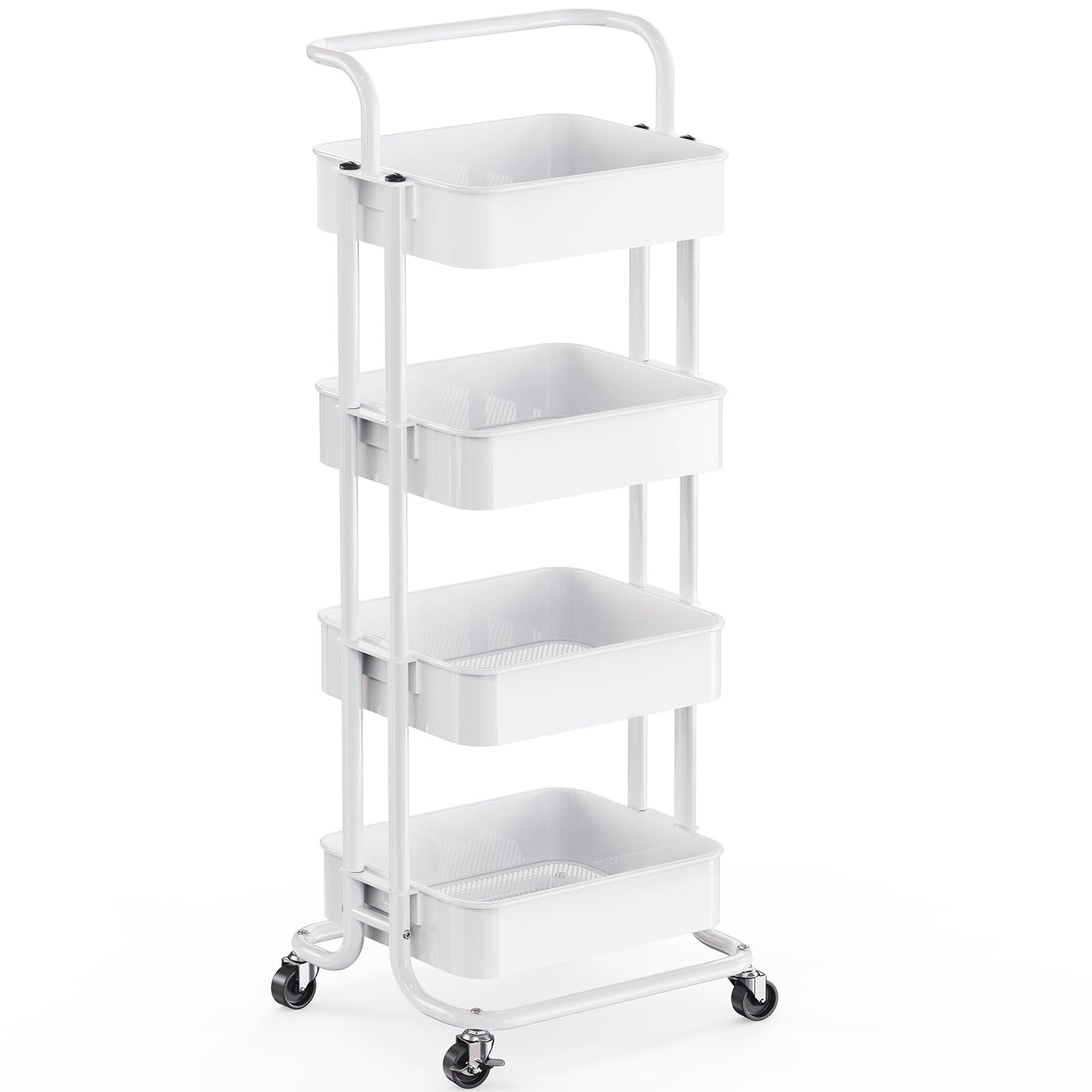 Rebrilliant 4-Tier Rolling Mesh Utility Cart With Lockable Wheels ...