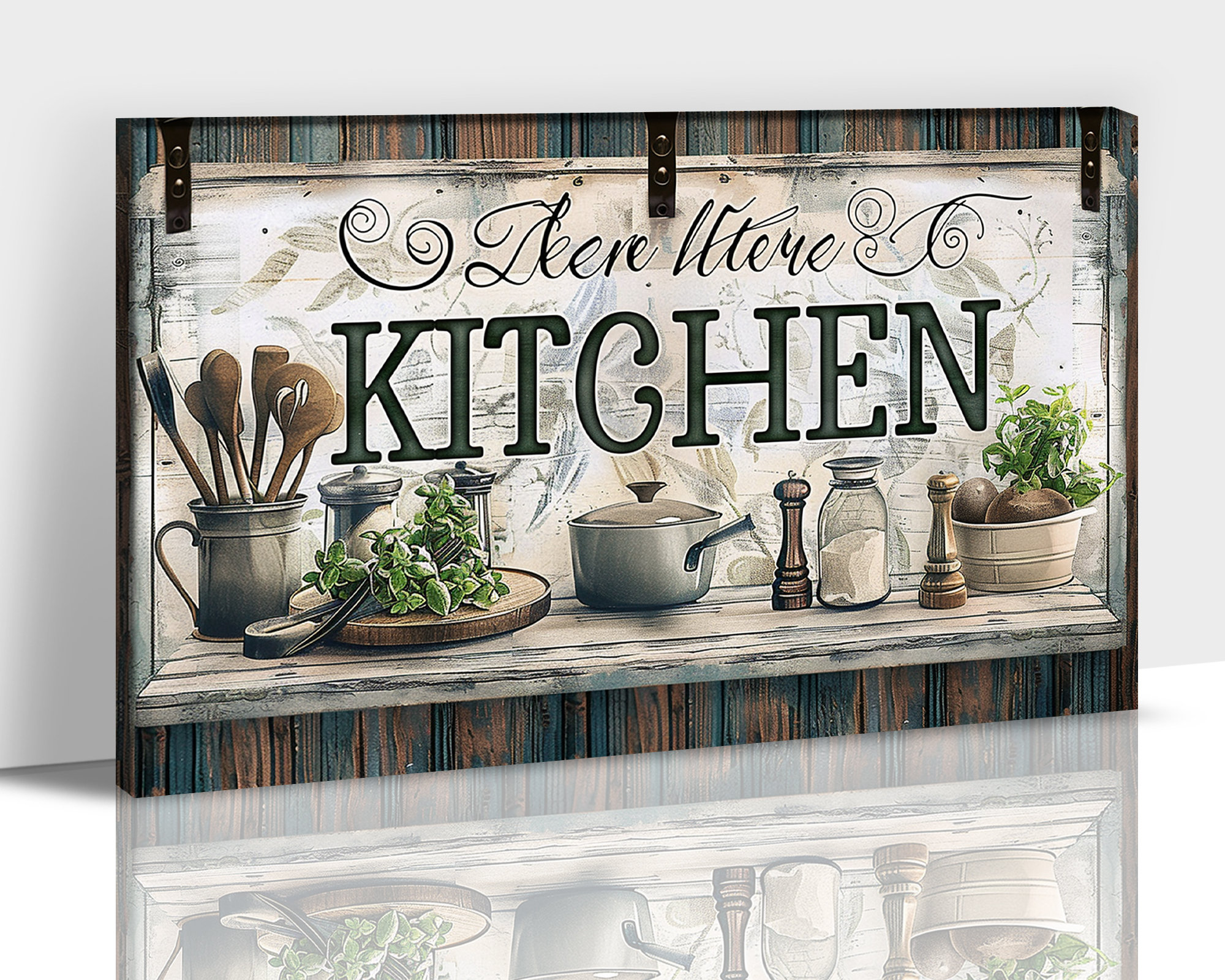 East Urban Home Large Vintage Adriany Framed Farmhouse Tableware Herb ...