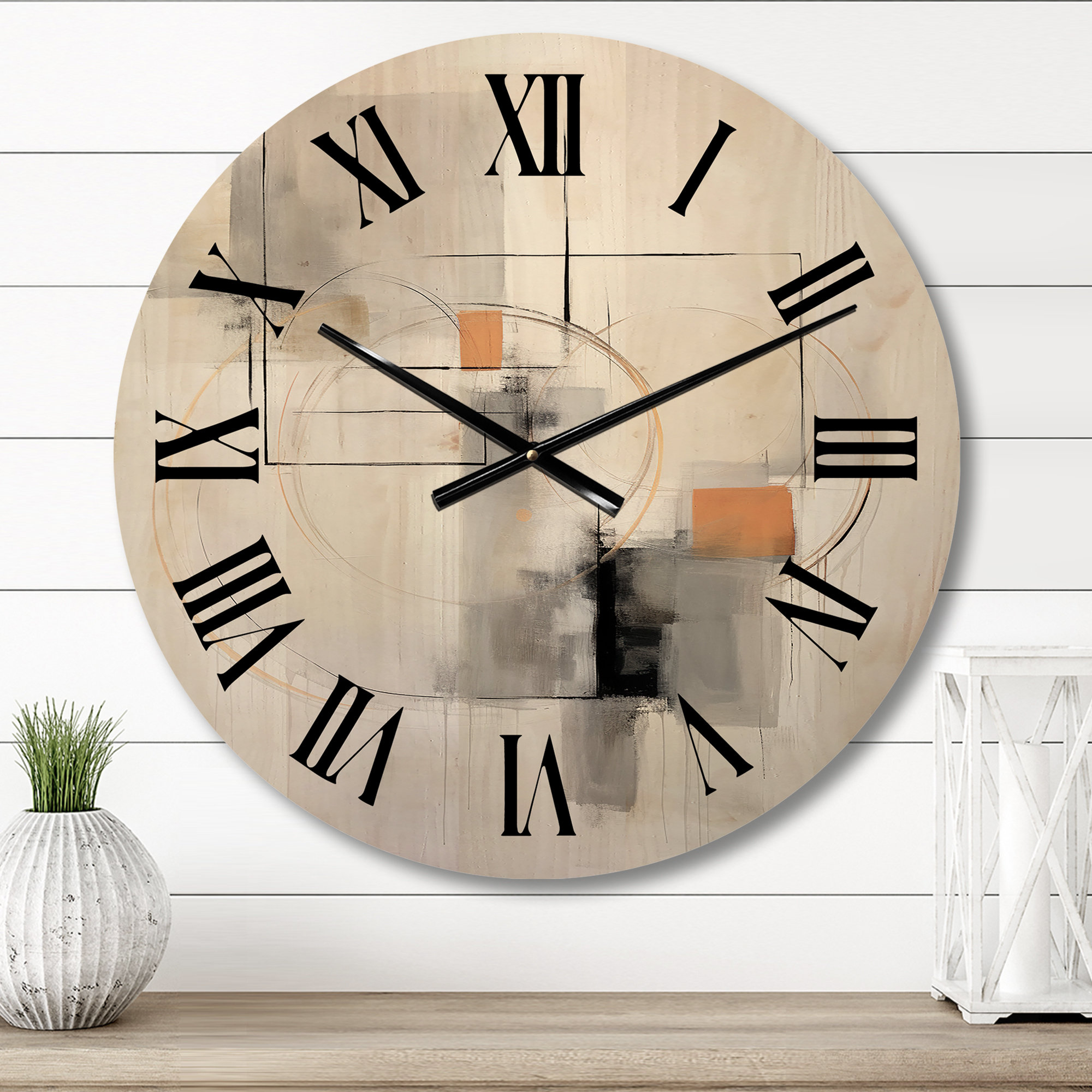 East Urban Home A Touch of Orange Minimal Grey Geometry Painting ...