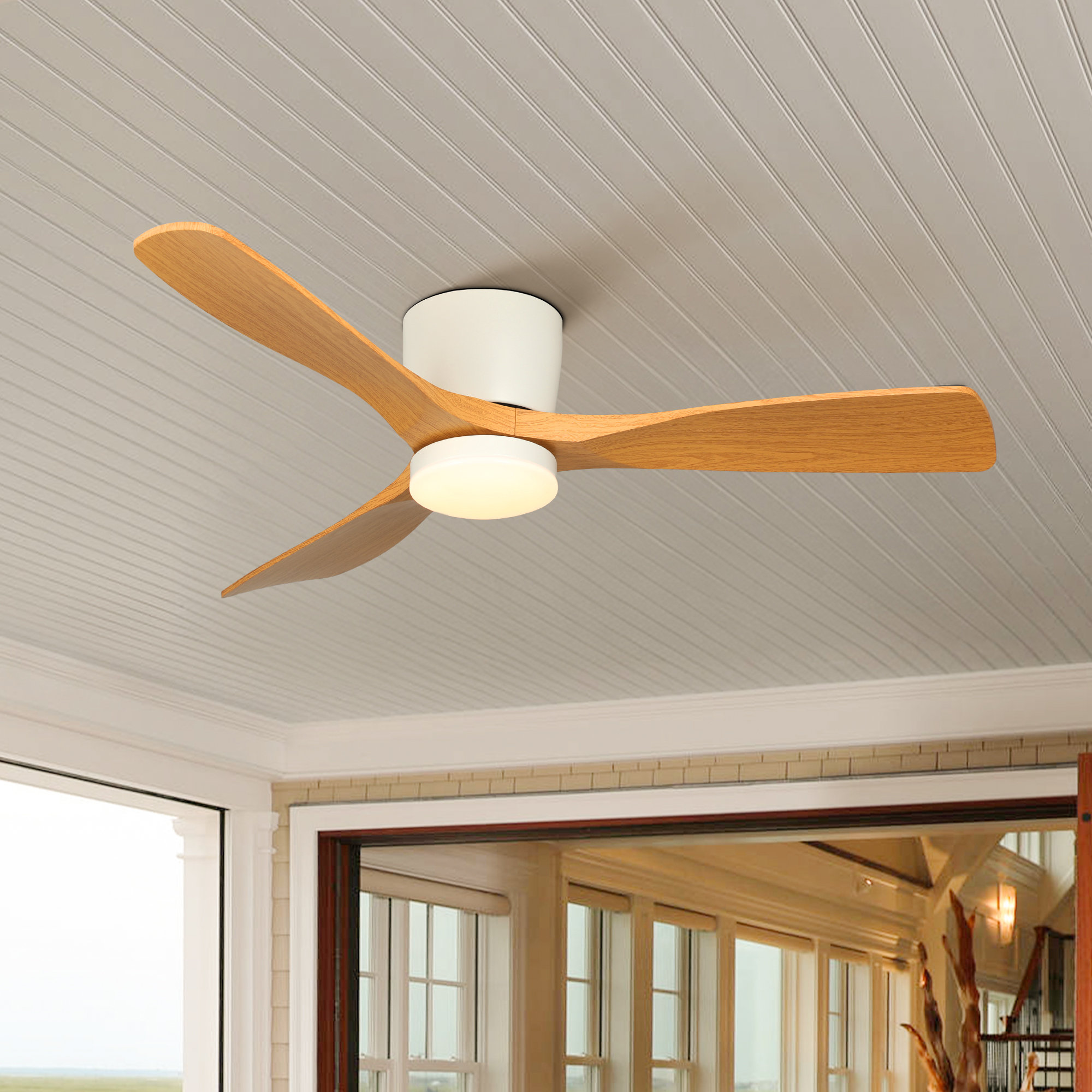 Wrought Studio™ Karlena 48'' 3 - Blade Flush Mount Dimmable Ceiling Fan ...
