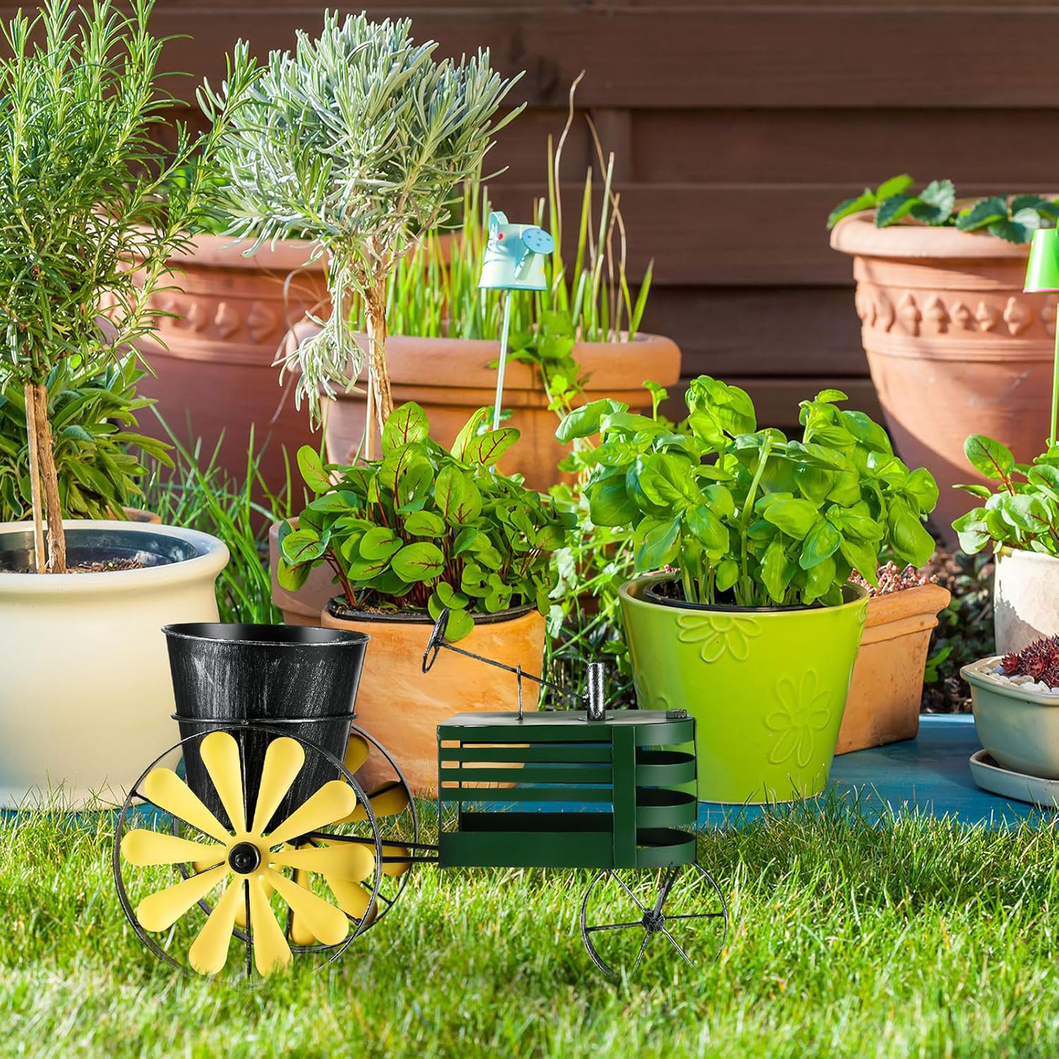 Ophelia & Co. Metal Tractor Windmill Planter Decorative - Wayfair Canada